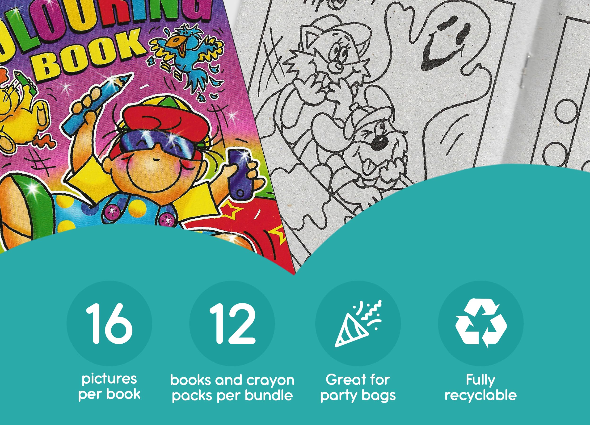 ihoot Pack of 12 A6 Kids Colouring Books and 12 Packs of Colouring ...