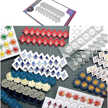 Amazon.com : Layered Stitched Diamonds Metal Die Cuts,Rhombus Diamond ...