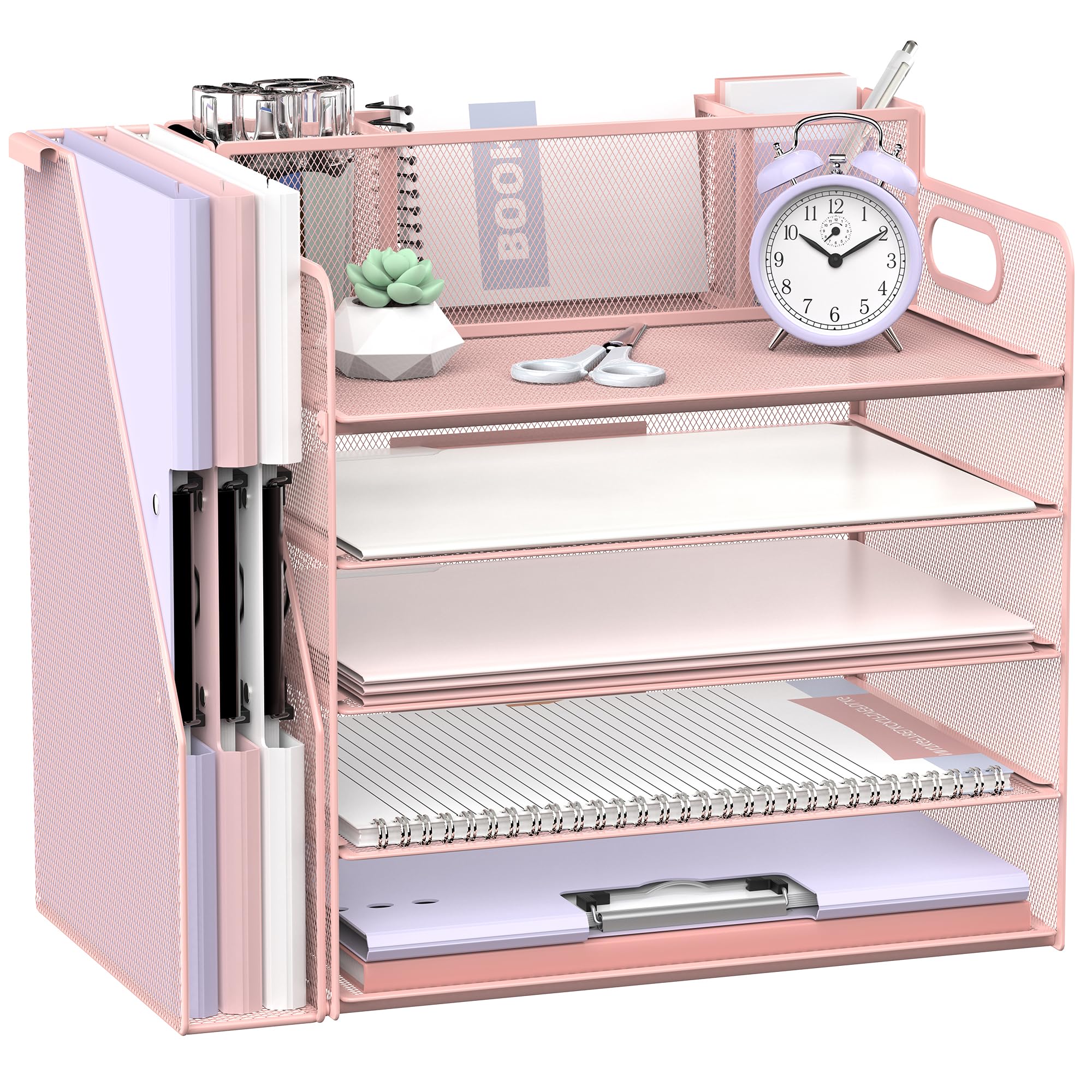 Amazon.com: SUPEASY Desk Organizer with File Holder, 5 Tier Desktop ...
