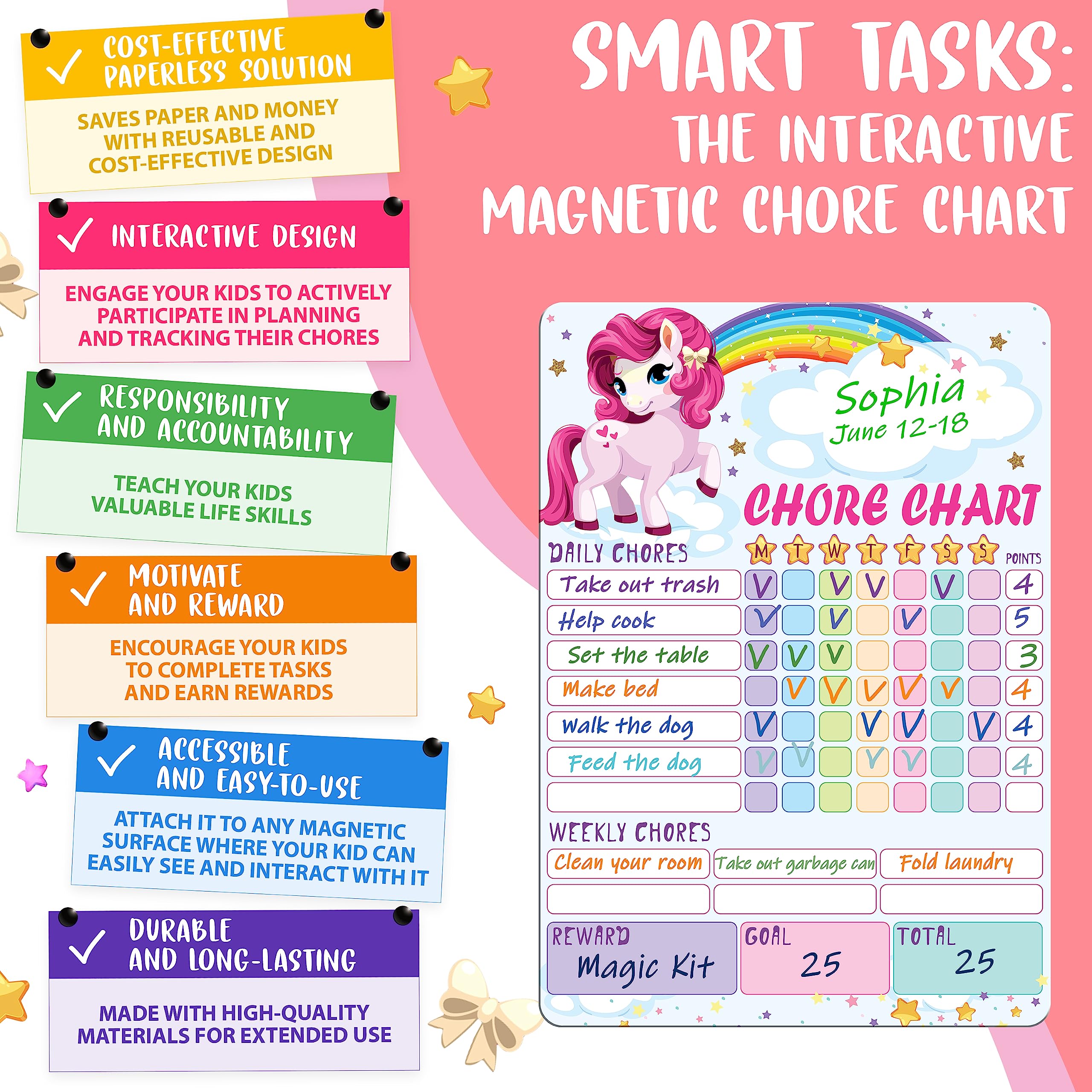 Magnetic Chore Chart for Kids 22×31 (A4) – Dry Erase Chore Chart ...