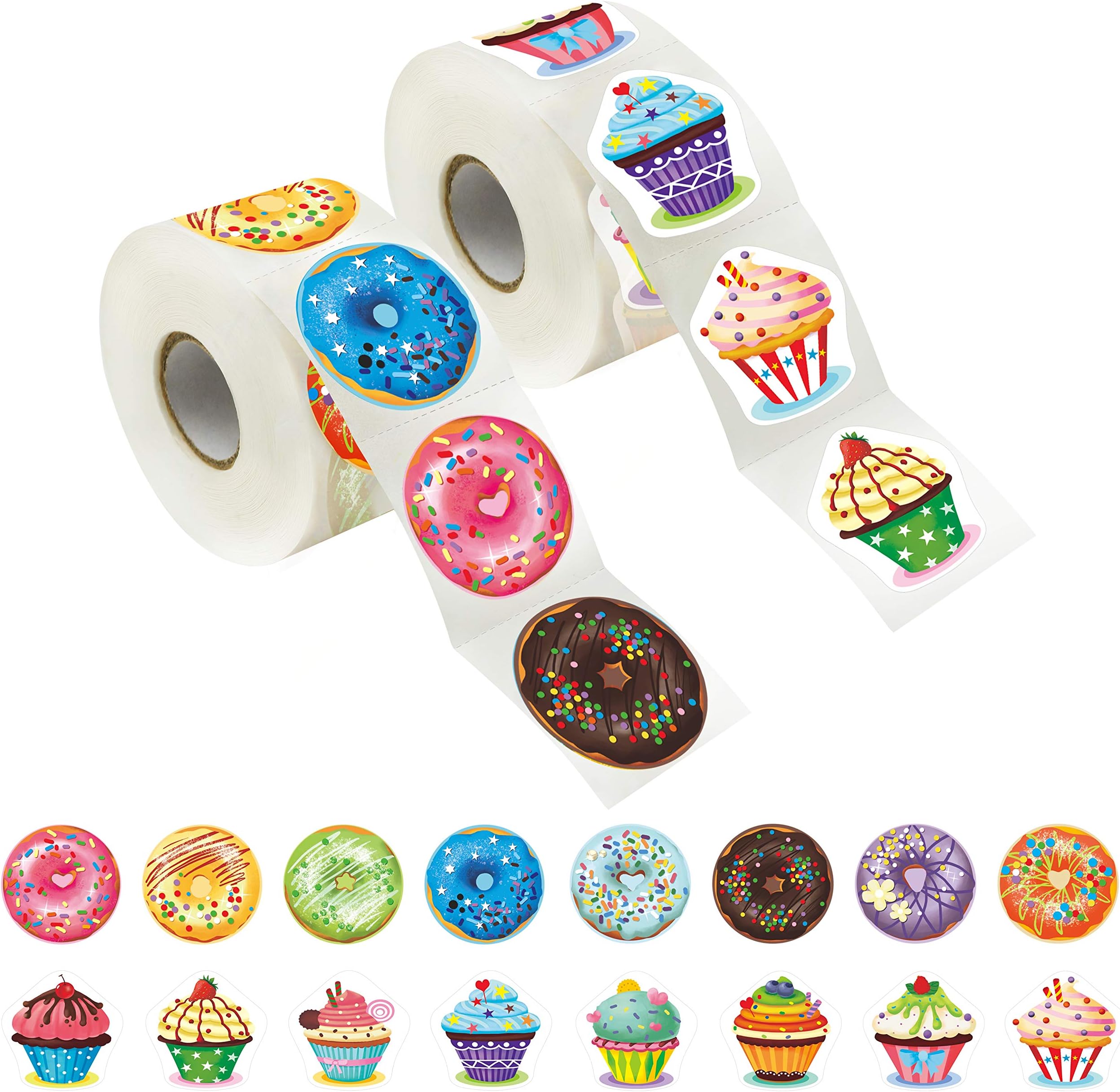 Amazon.com : 600 Pieces Donut Cupcake Stickers for Kids Candy Ice Cream ...