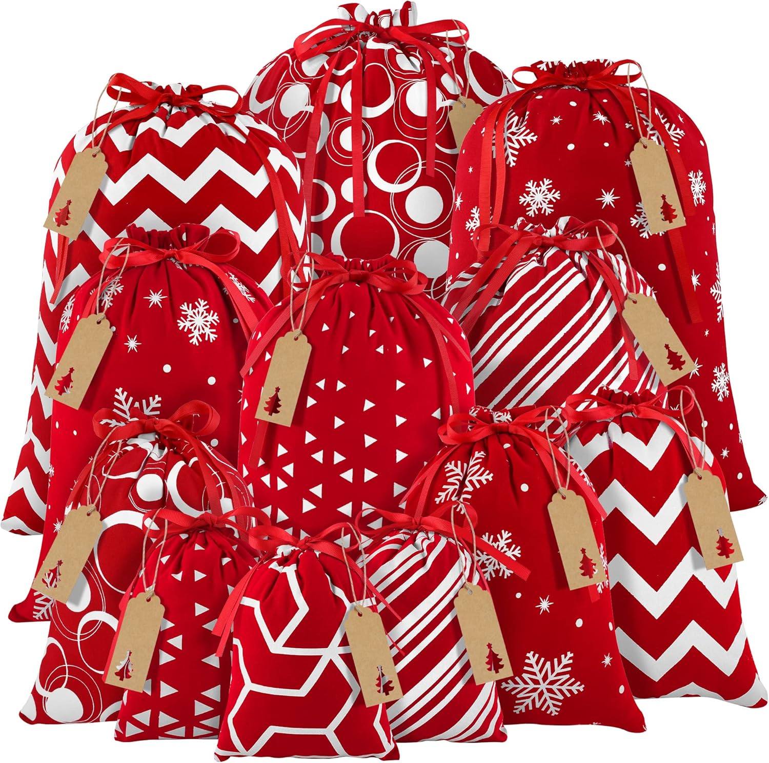 Amazon.com: MIMIND 12 Pieces Christmas Drawstring Bag Red and White ...
