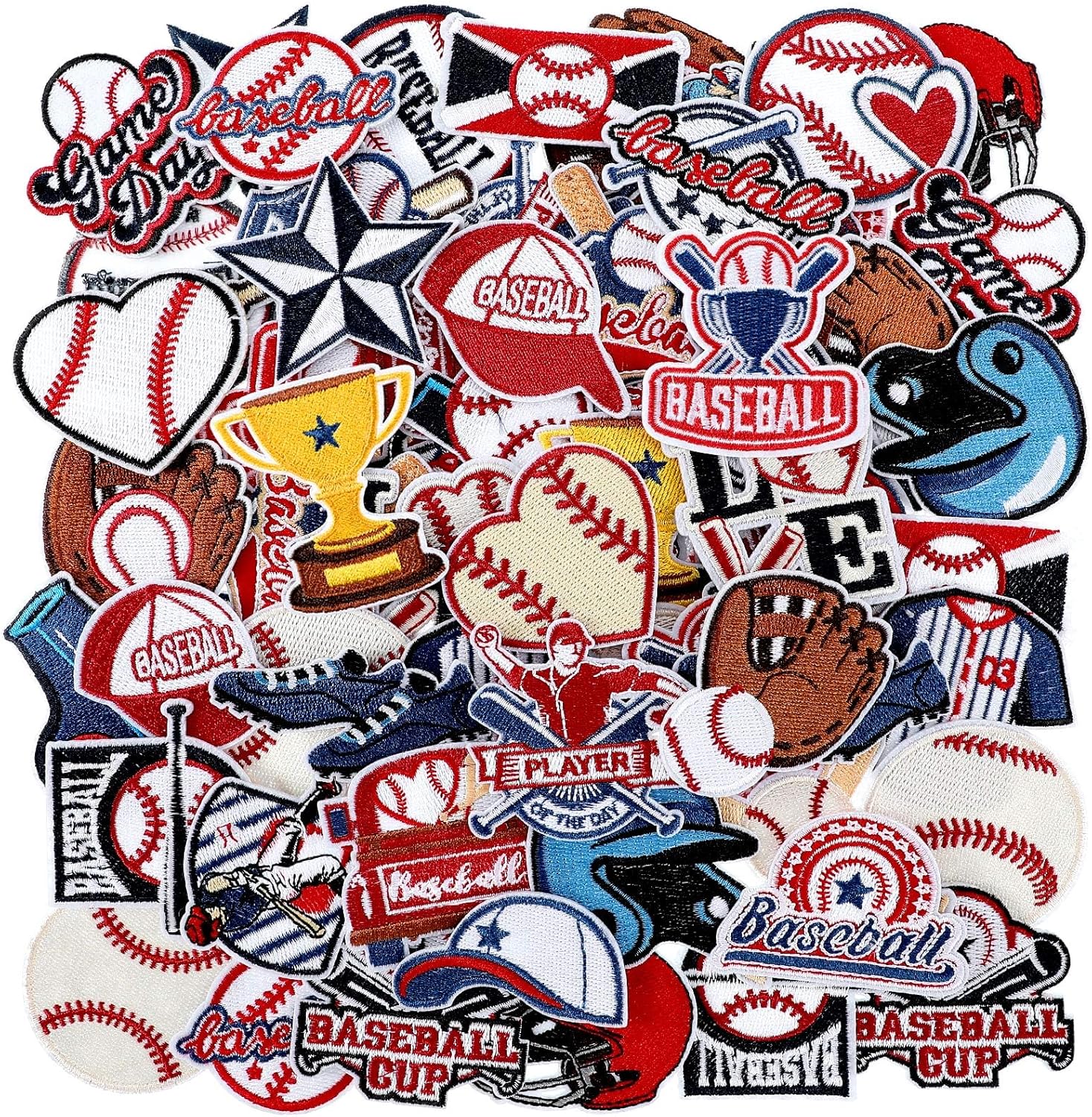 Amazon.com: HunnmingRe 72 Pcs Baseball Iron on Patches Chenille ...