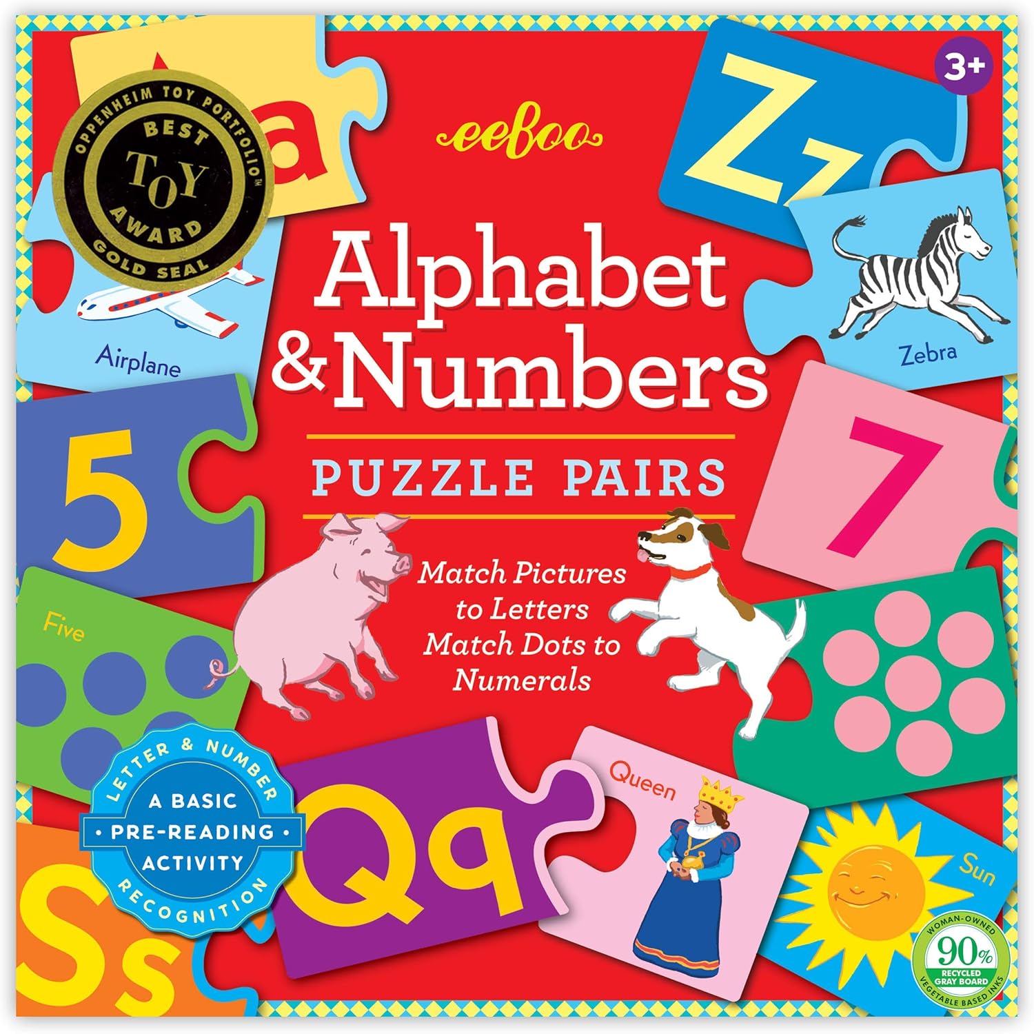 Amazon.com: eeBoo: Alphabet & Numbers Puzzle Pairs, Match Pictures to ...