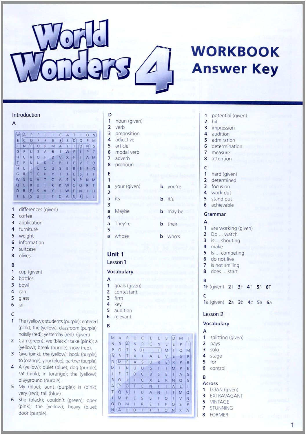 World Wonders 4: Workbook with Key: Crawford, Michele: 9781111218119 ...