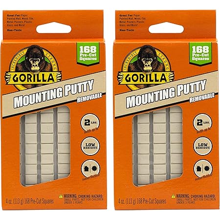 Amazon.com: Gorilla Removable Mounting Putty, 168 Pre-Cut Squares, Off ...