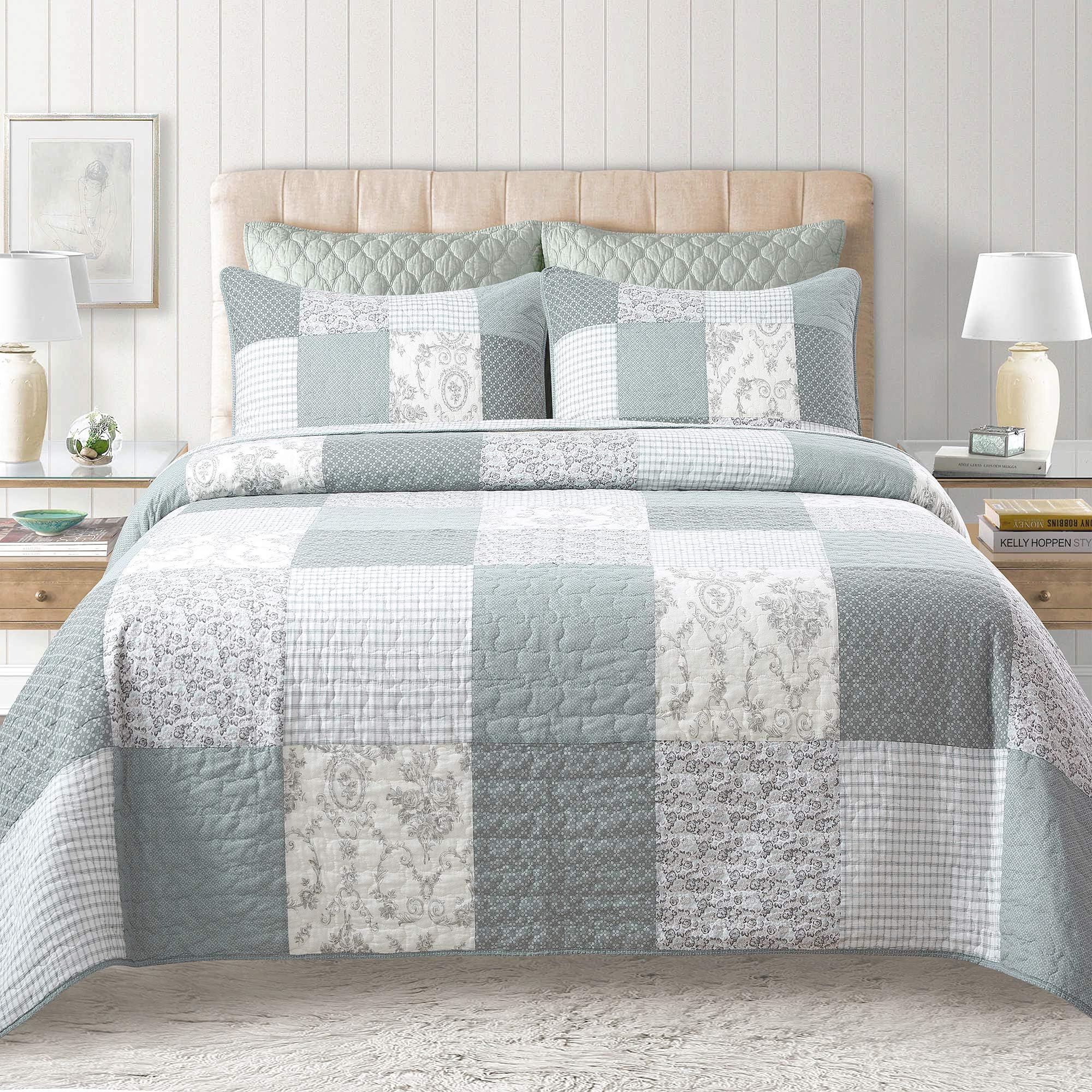 Amazon.com: Cozy Line Home Fashions 100% Cotton Reversible Quilt ...