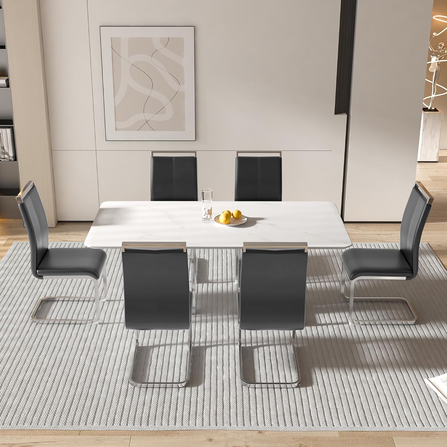 Amazon.com - AZmac White Dining Room Table Set,Rectangle Kitchen Table ...