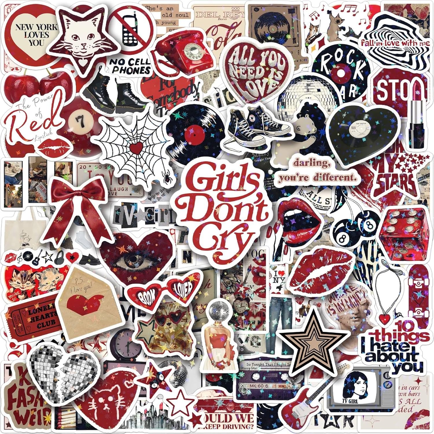 MiStar 102 PCS Holographic Downtown Girl Aesthetic Stickers, Y2K Grunge ...