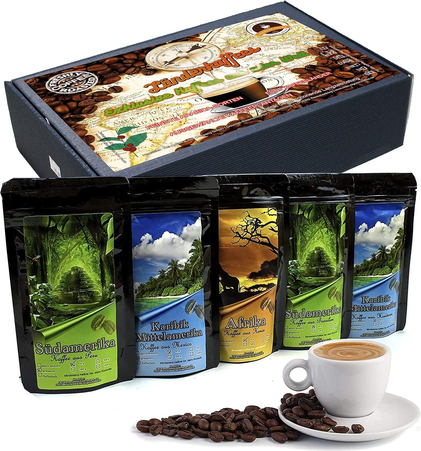 C&T Coffee Gift Set – 5 Different Coffees from Around the World – Whole ...