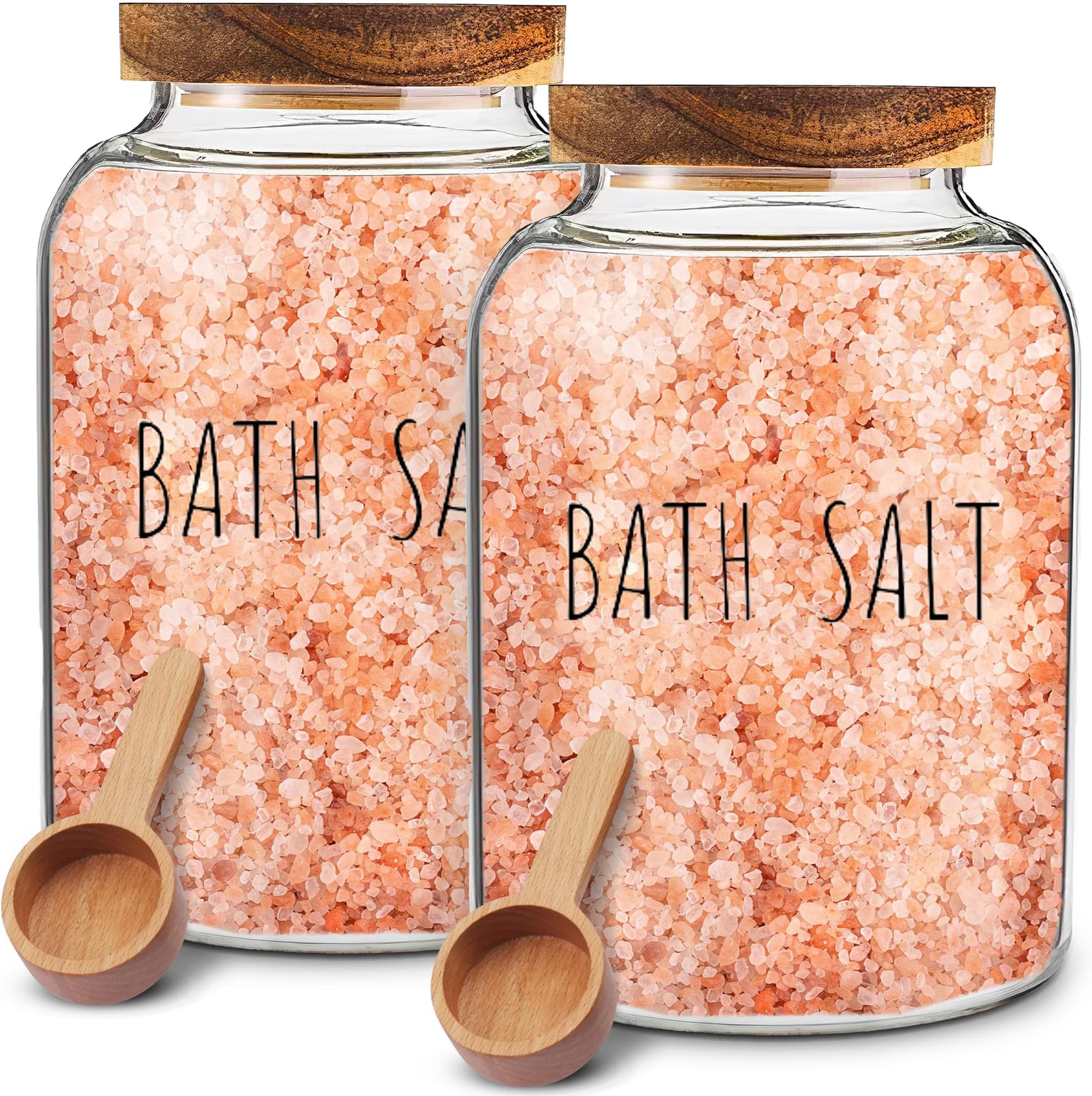 Amazon.com: SiliFine 2 Sets 74 oz Large Bath Salt Container with Wooden ...