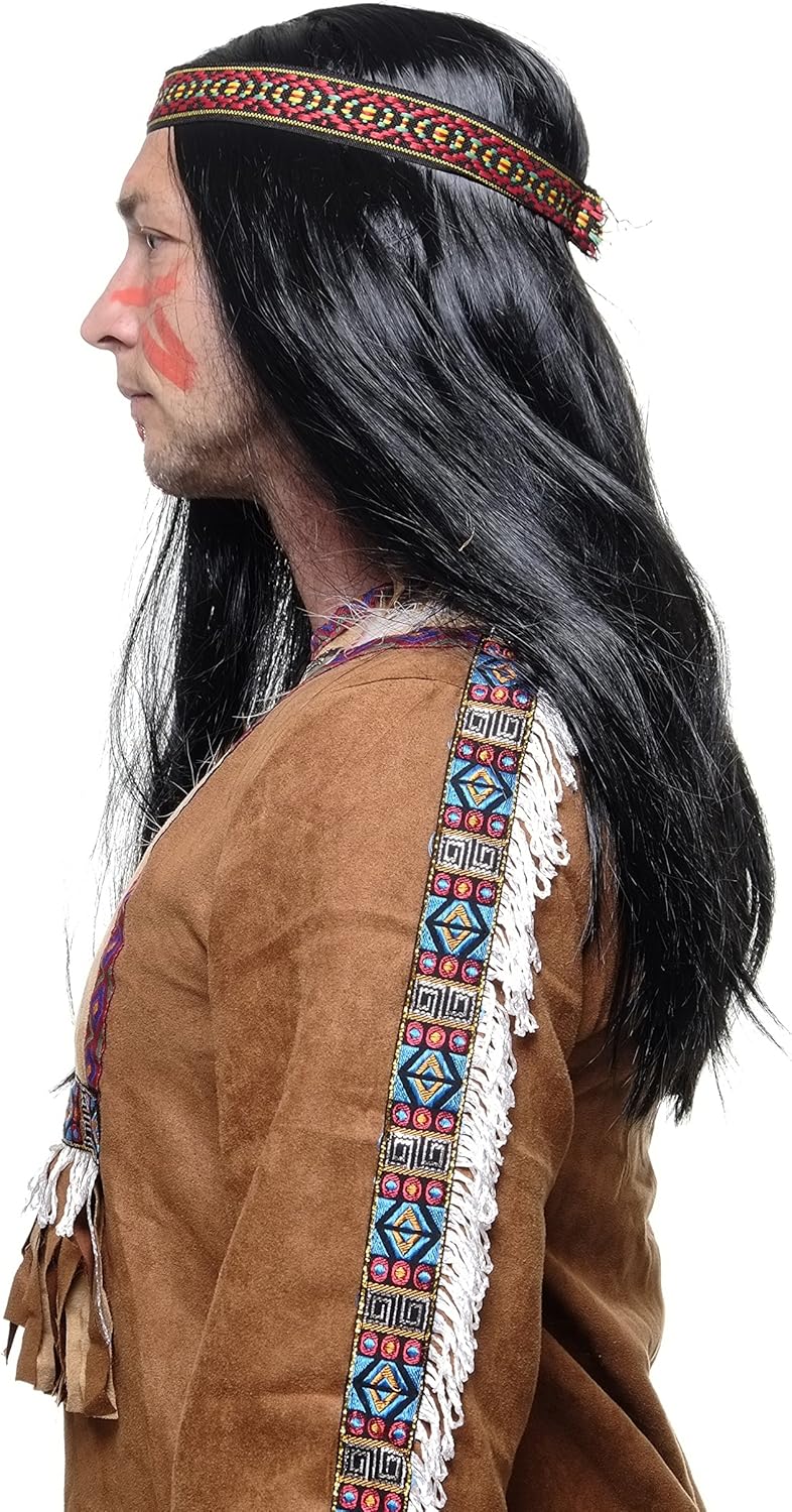 WIG ME UP LM3049-P103 Wig headband Native American Man Men Woman Black ...