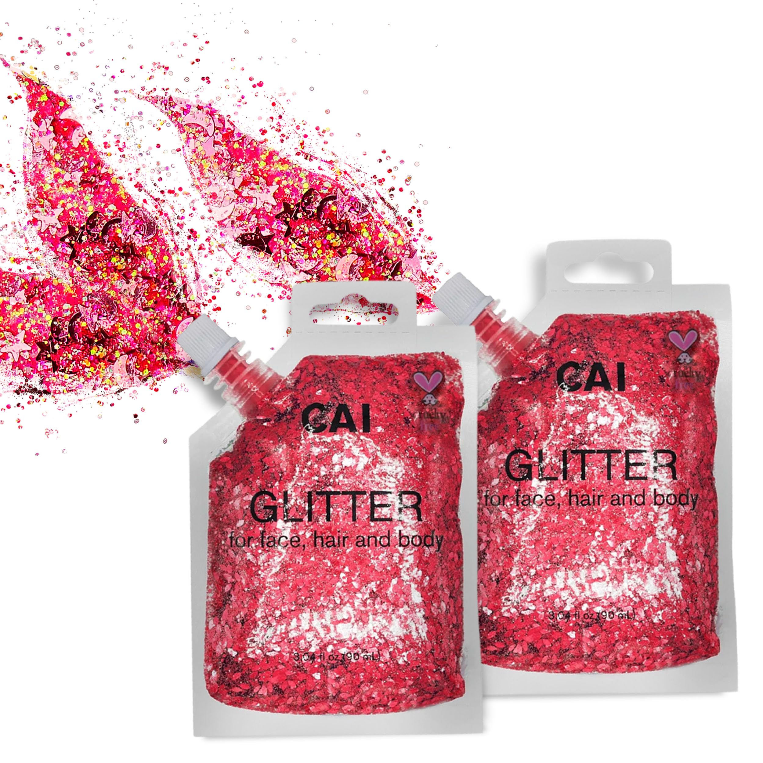 Amazon.com : Body Glitter Gel- Face, Body & Hair (2 Pk Red/Red) Chunky ...