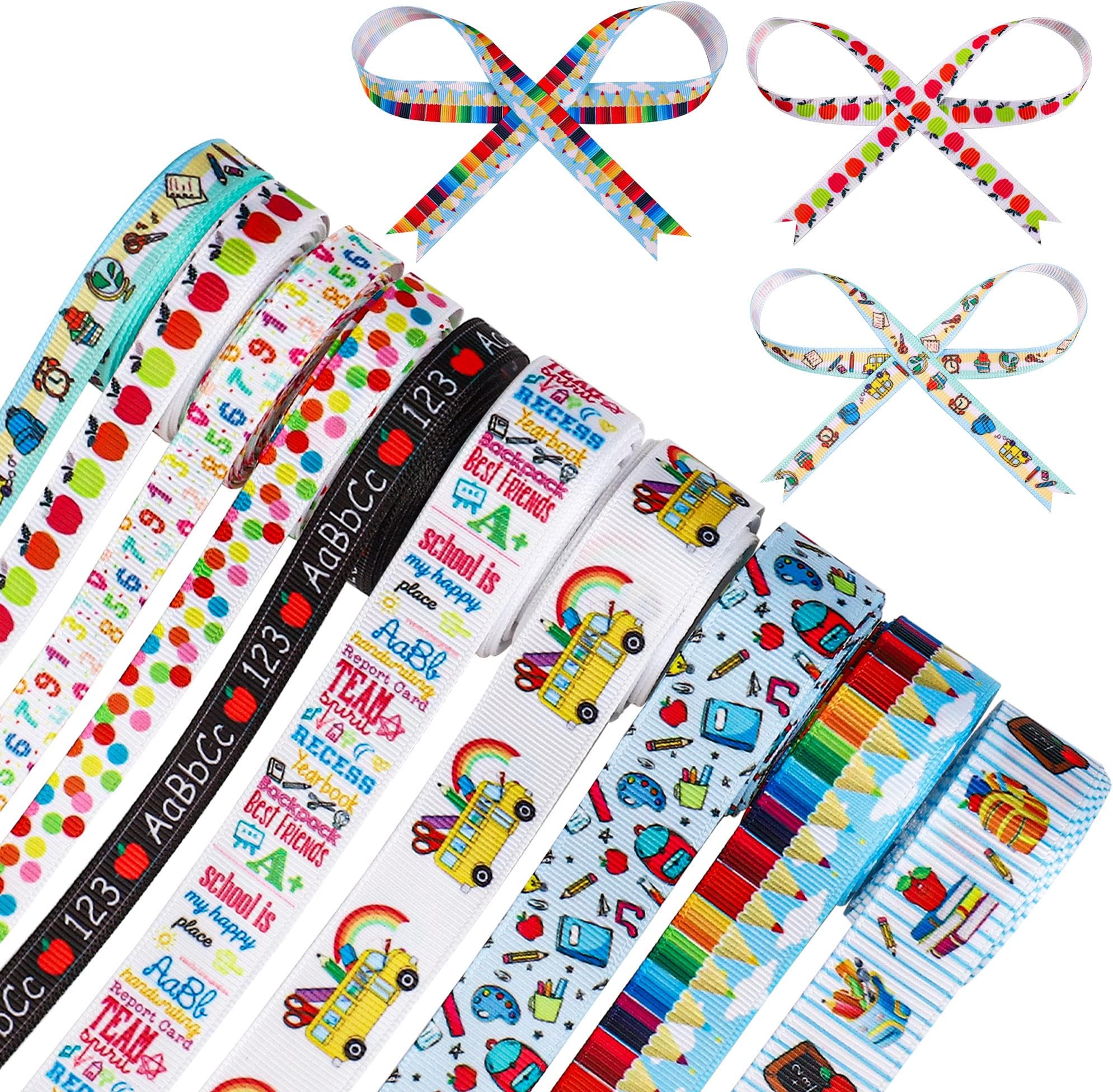 Amazon.com: Hying 2 Rolls Back to School Ribbons for Wreath Bows, 2.5"× ...
