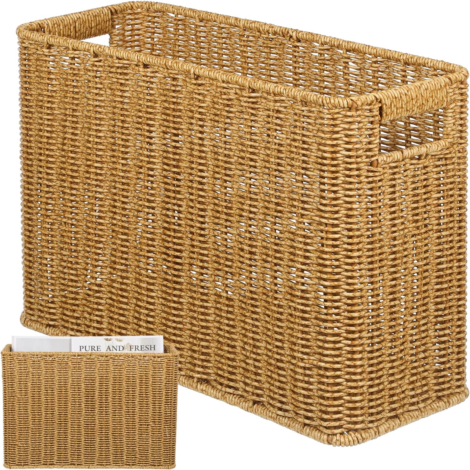 Amazon.com: Decorative Magazine Storage Basket Bin: Plastic Magazine ...