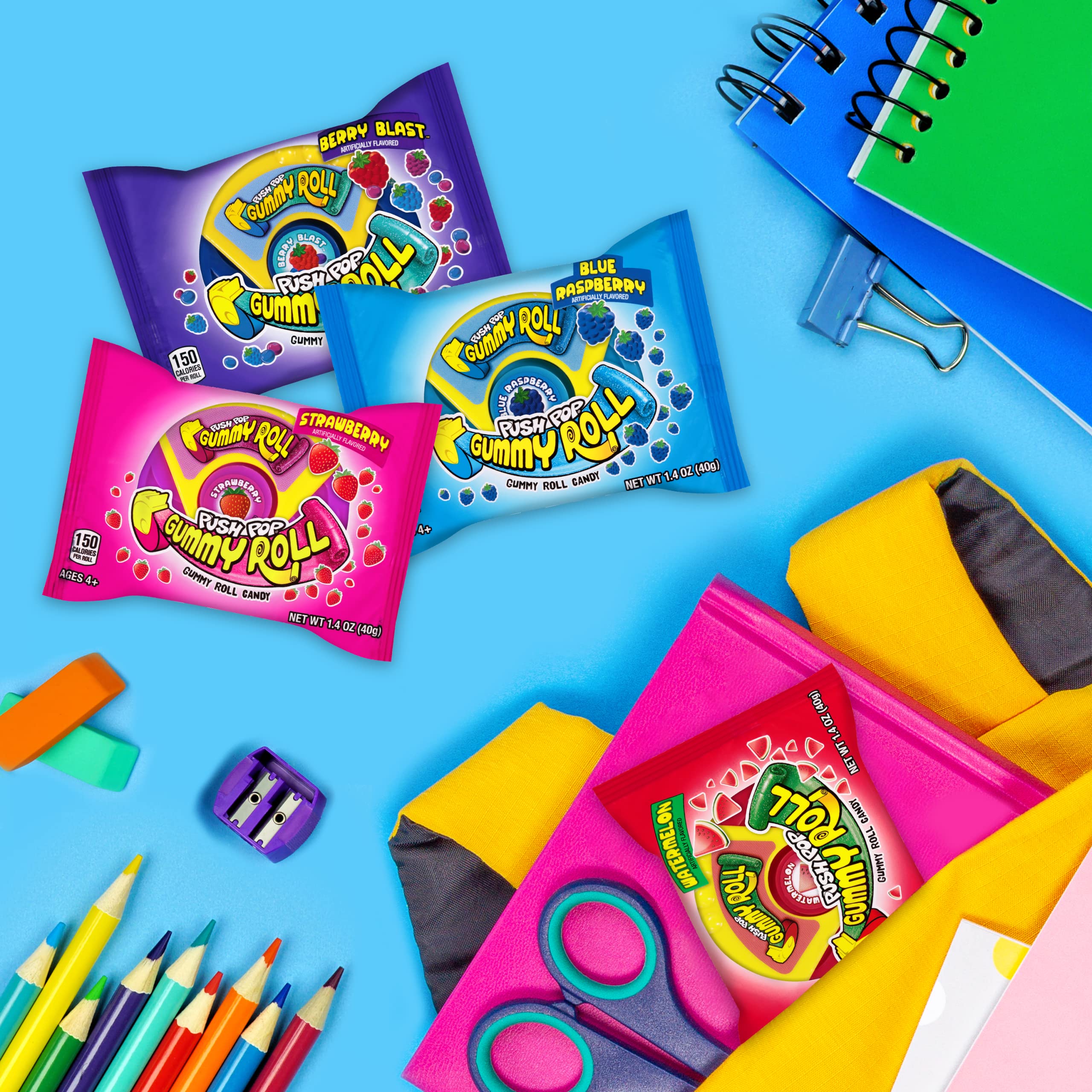 Buy Push Pop Gummy Roll Back to School Variety Pack- 8 Count Individual ...