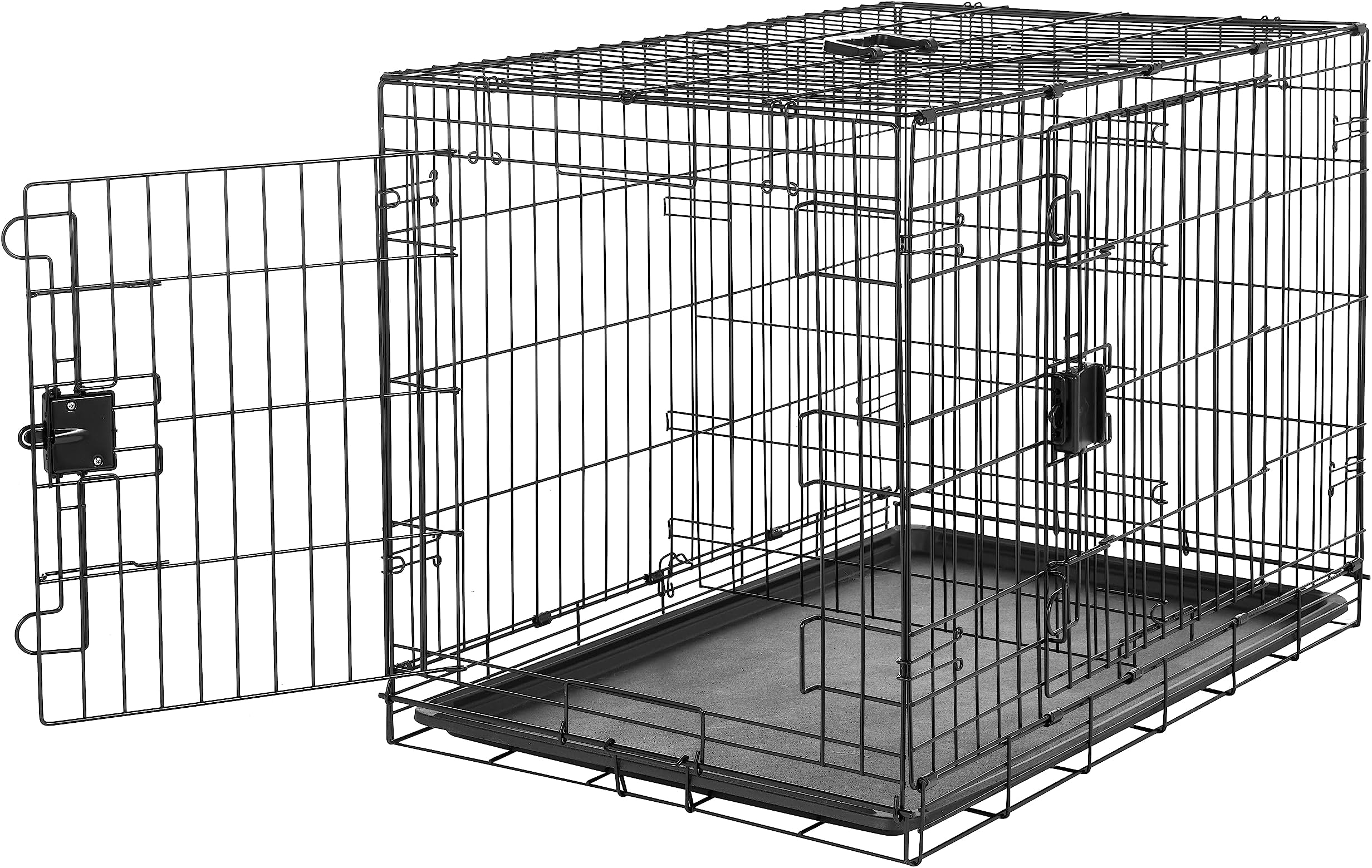 Amazon Basics Foldable Metal Wire Dog Crate with Tray, Double Door, 36 ...