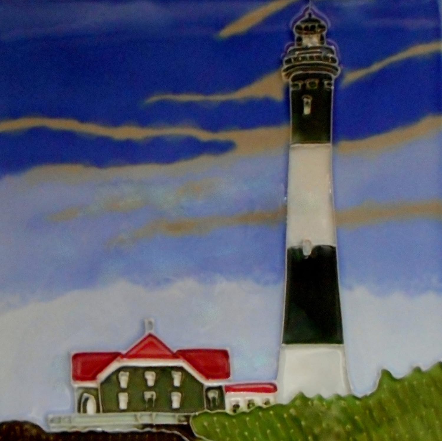 Amazon.com: 4x4 inch fire Island Lighthouse Tile by tile craft : Home ...