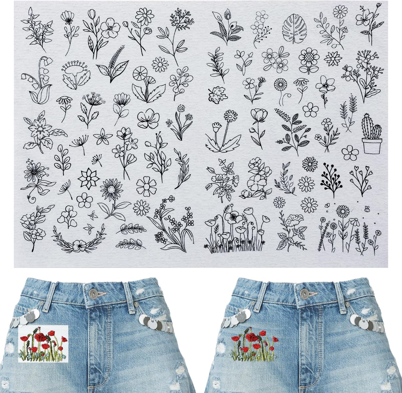 Amazon.com: Water Soluble Embroidery Patterns,Hand Sewing Stabilizers ...