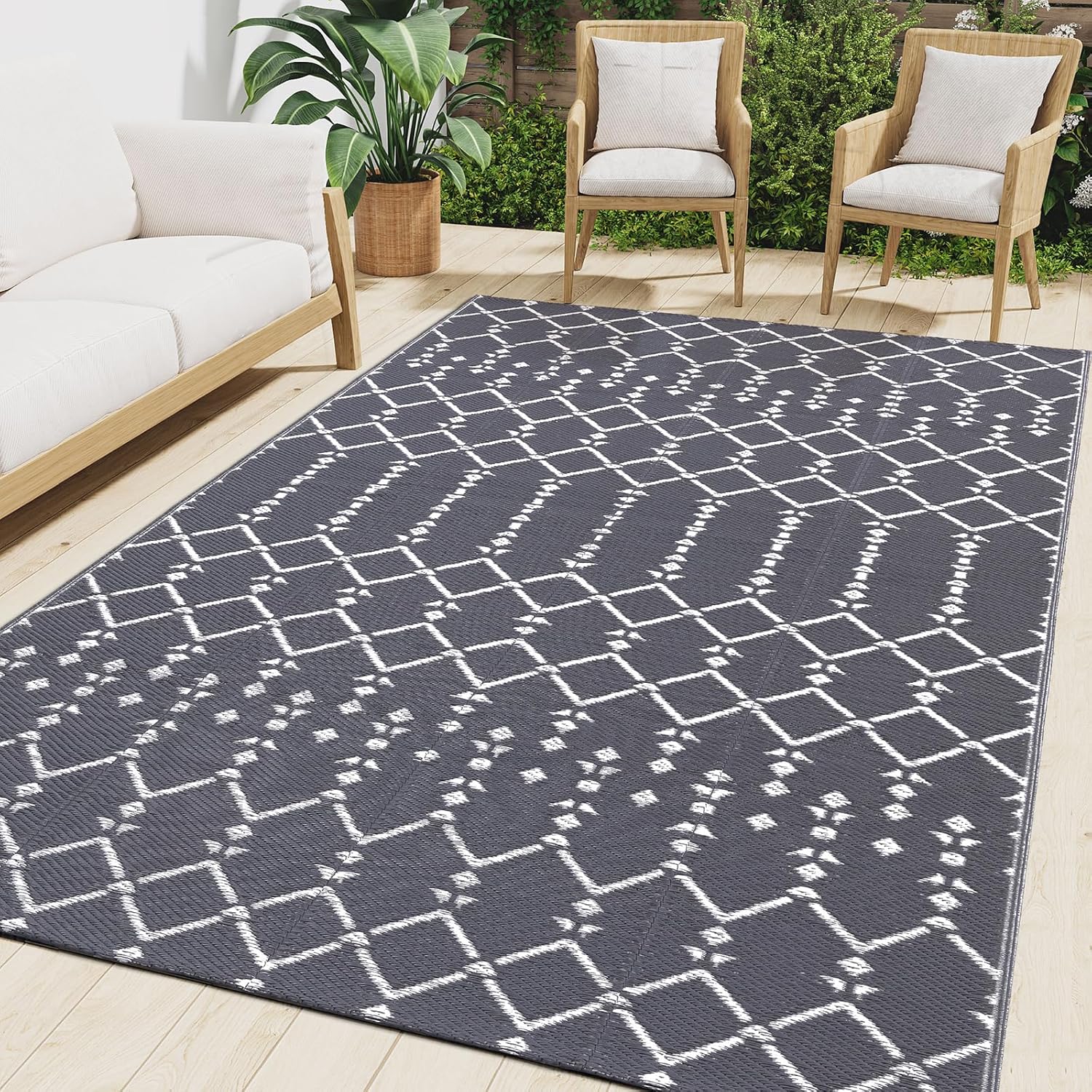 Amazon.com: Smiry Outdoor Rug 6x9 ft, Waterproof Reversible Plastic ...