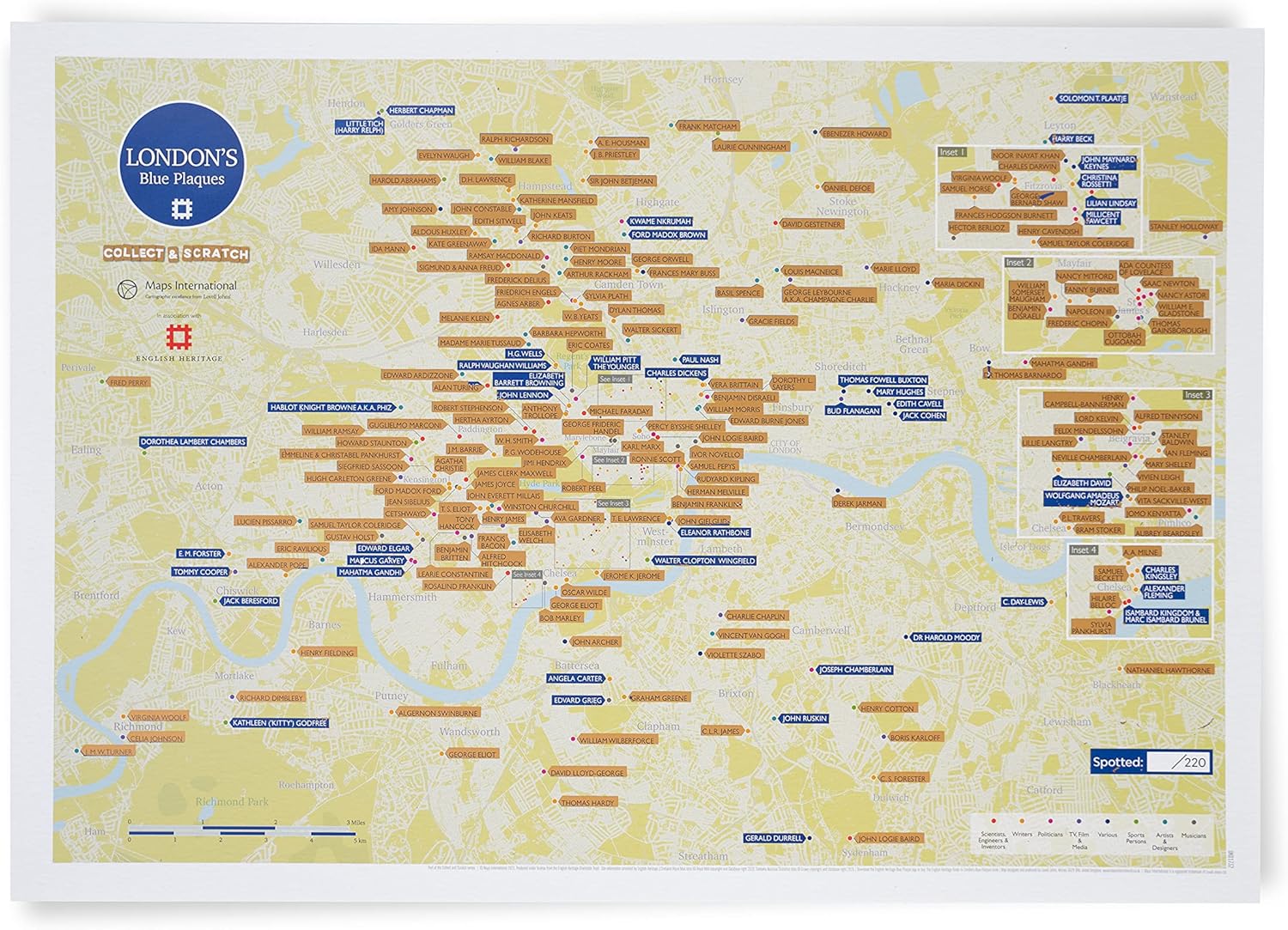 Maps International - Scratch Off London's Blue Plaques Print - Gift ...