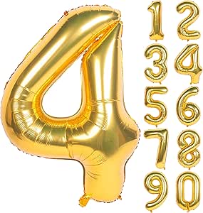 40 Inch Gold Large Numbers Birthday Party Decorations Helium Foil Mylar ...