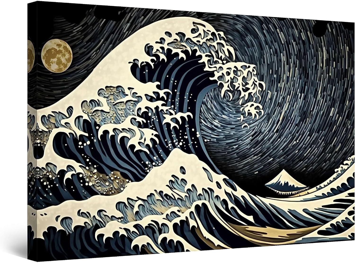 Amazon.com: Startonight Luminous Canvas Wall Art - Abstract Wave and ...