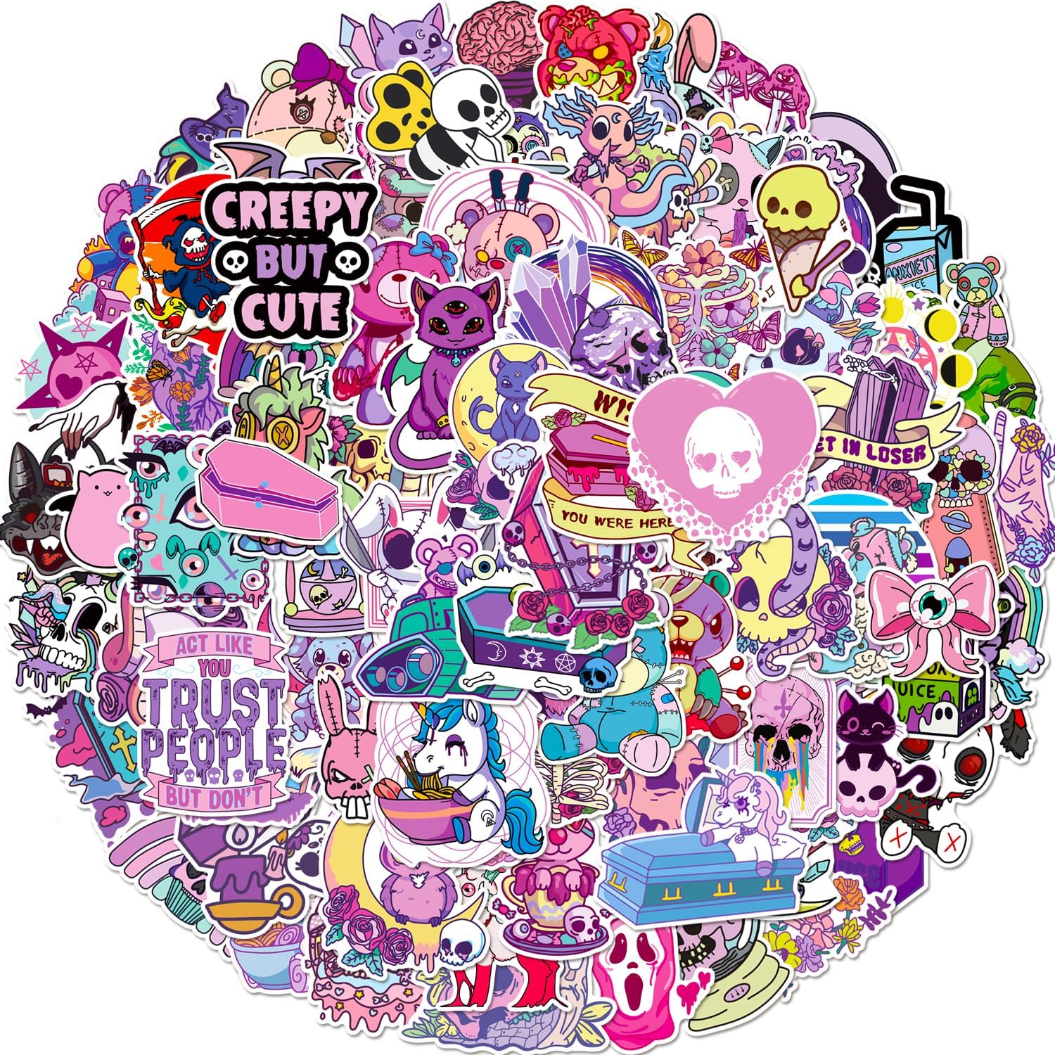 Amazon.com: Cute Goth Aesthetic Stickers 100 Pcs Waterproof Vinyl Anime ...