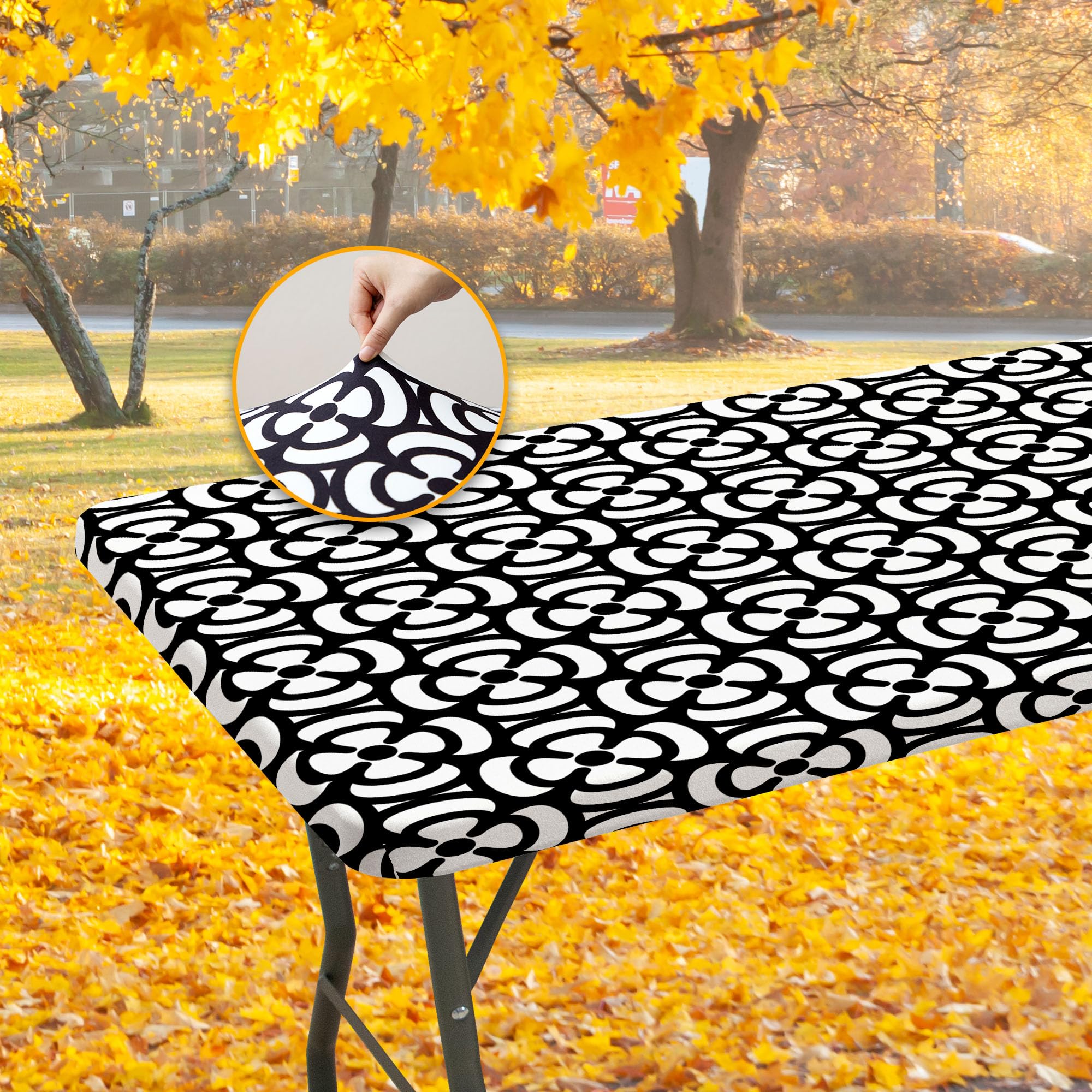 Amazon.com: Rectangle Picnic Table Cloth Waterproof Elastic Fitted ...