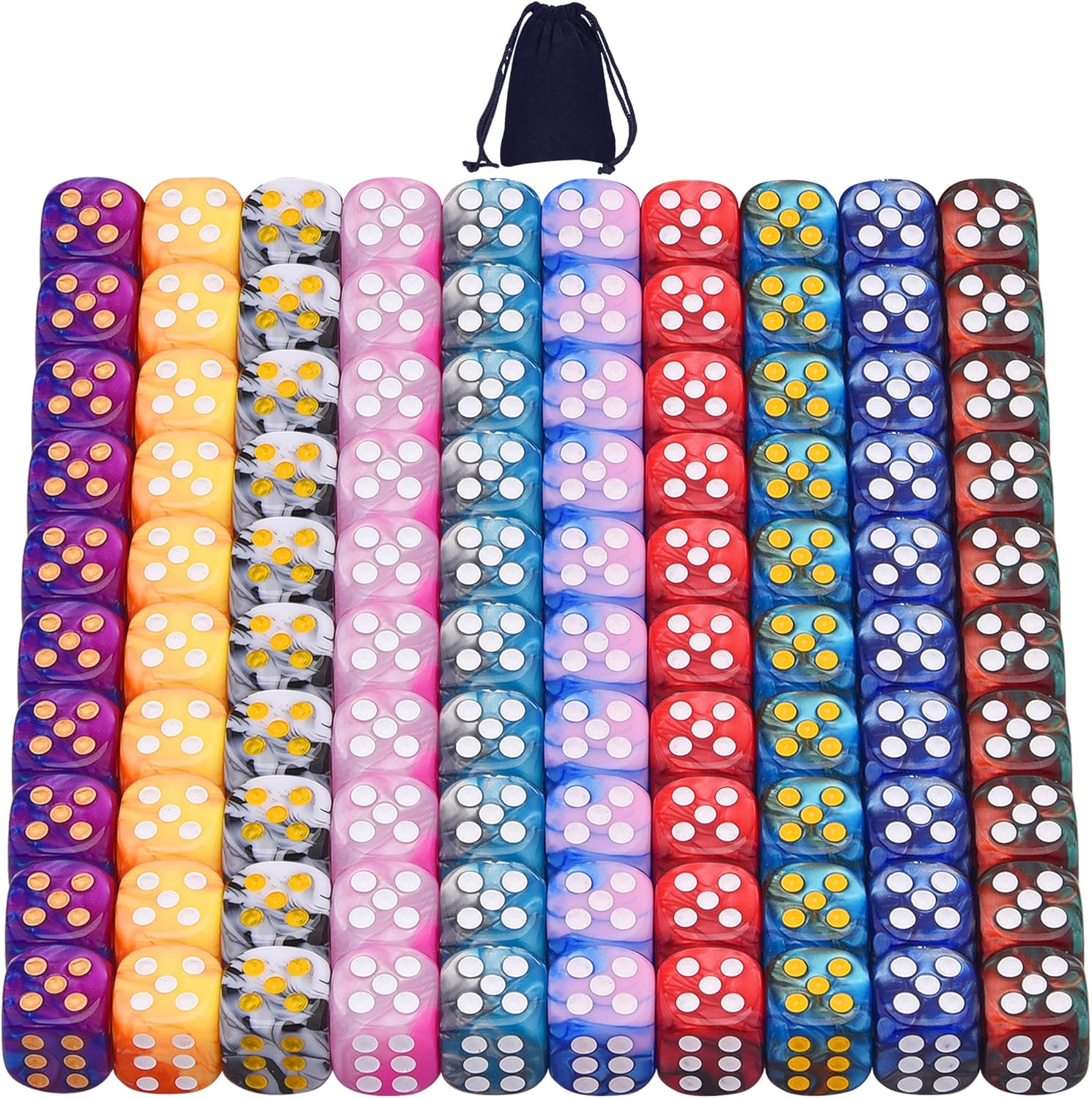 Amazon.com: AUSTOR 100 Pieces 12mm Dice 6 Sided Game Dice Two Tone ...