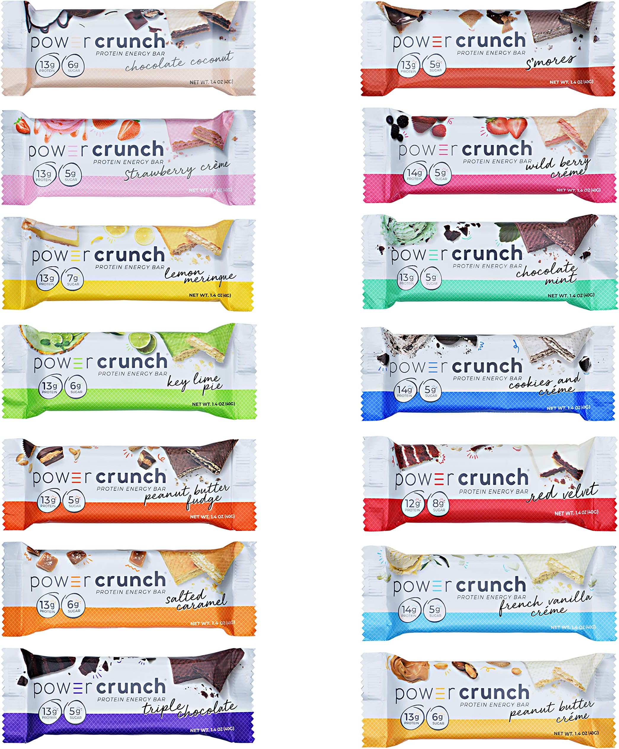 Amazon.com : Power Crunch Original Protein Bars, Variety Pack All 14 ...