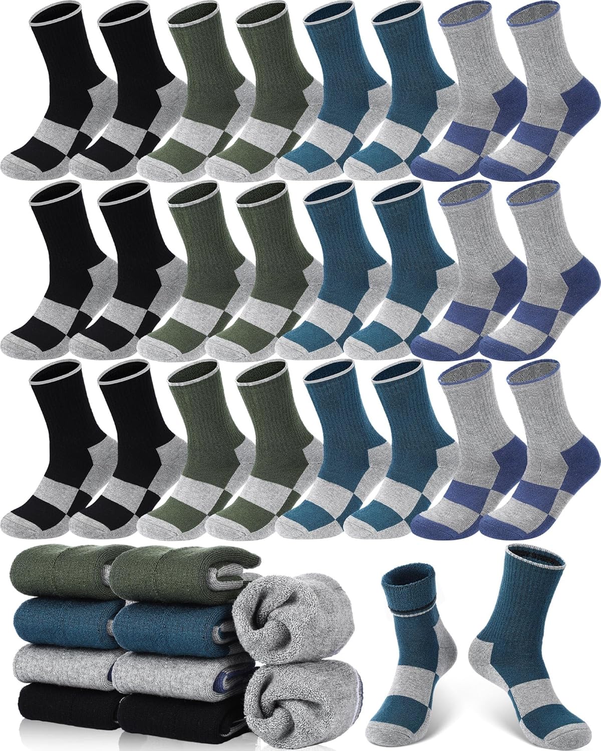 Amazon.com: Suhine 12 Pairs Merino Wool Socks for Men Christmas Thick ...