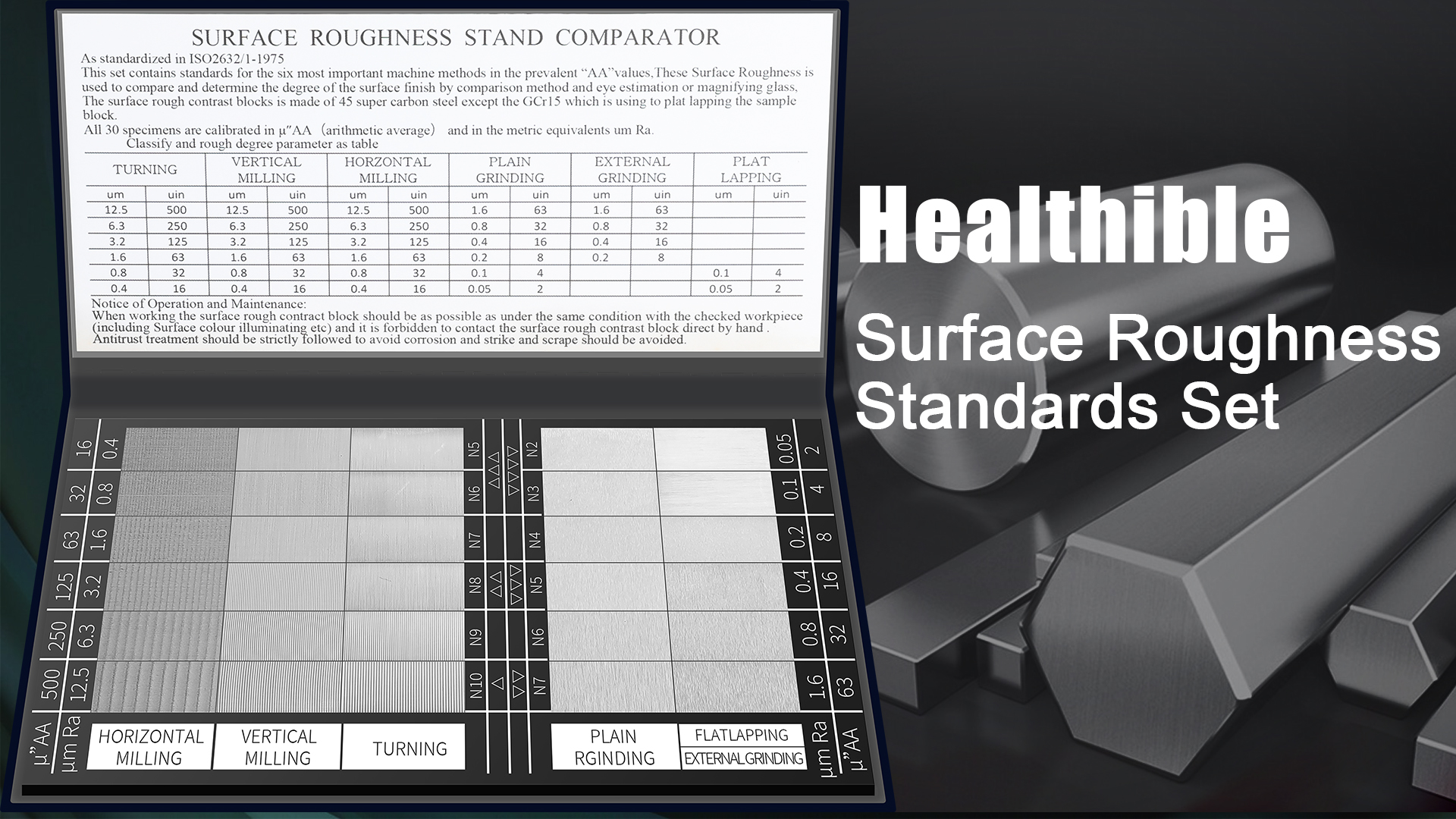 Bore Gauge Set Surface Roughness Comparator Set - 30 Steel Samples (Ra0 ...
