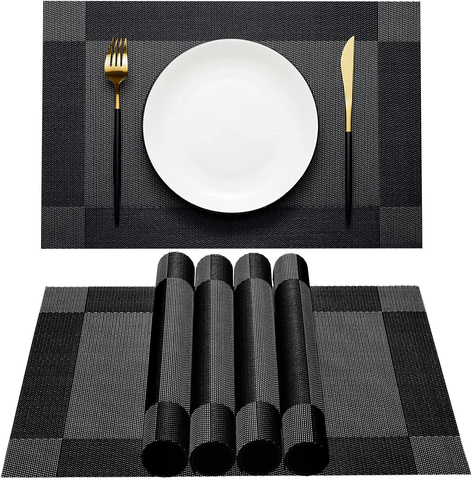 Amazon.com: EDanle Vinyl Plastic Placemats Set of 6 Washable Heat ...