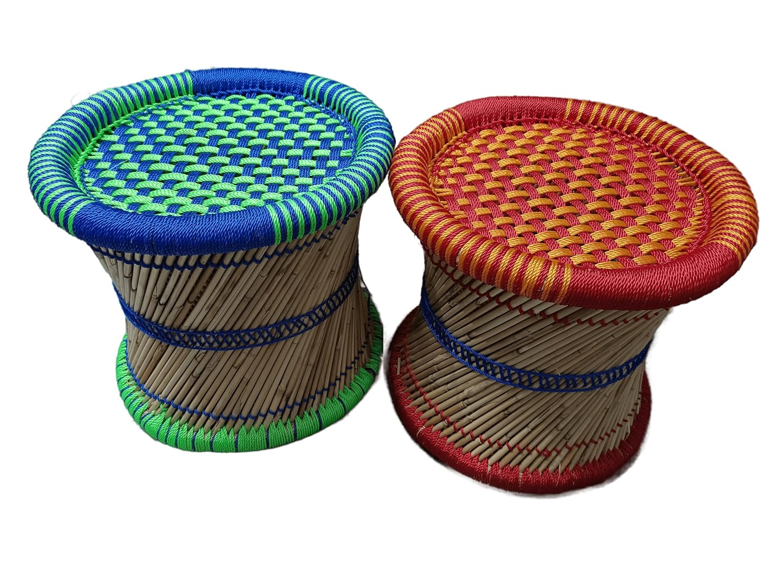 Sarkanda Handicrafts Eco-Friendly Cane Wood Bamboo Sitting Stool, Mudda ...