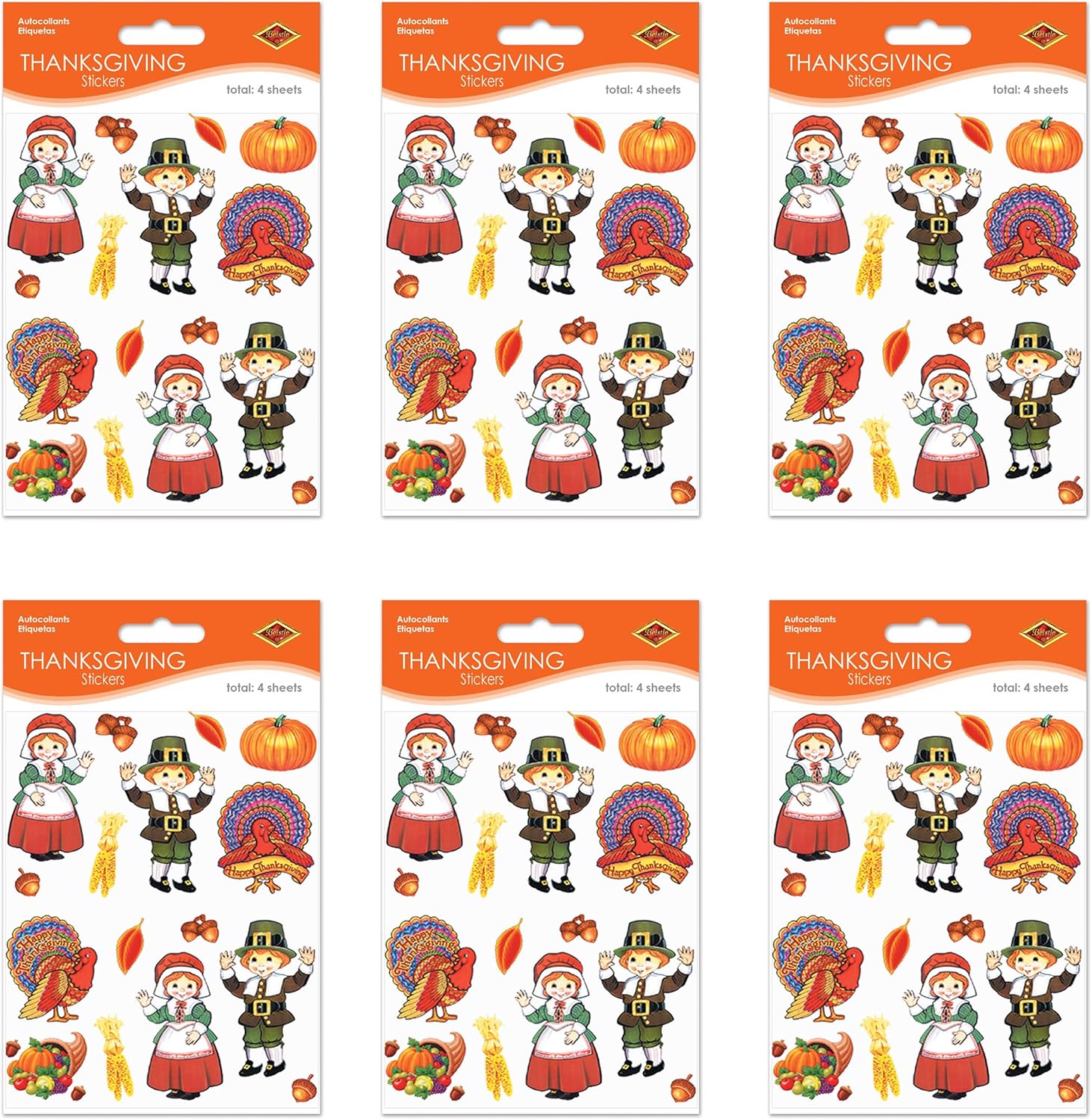 Amazon.com: Pilgrim & Turkey Stickers Pack of 6 : Home & Kitchen