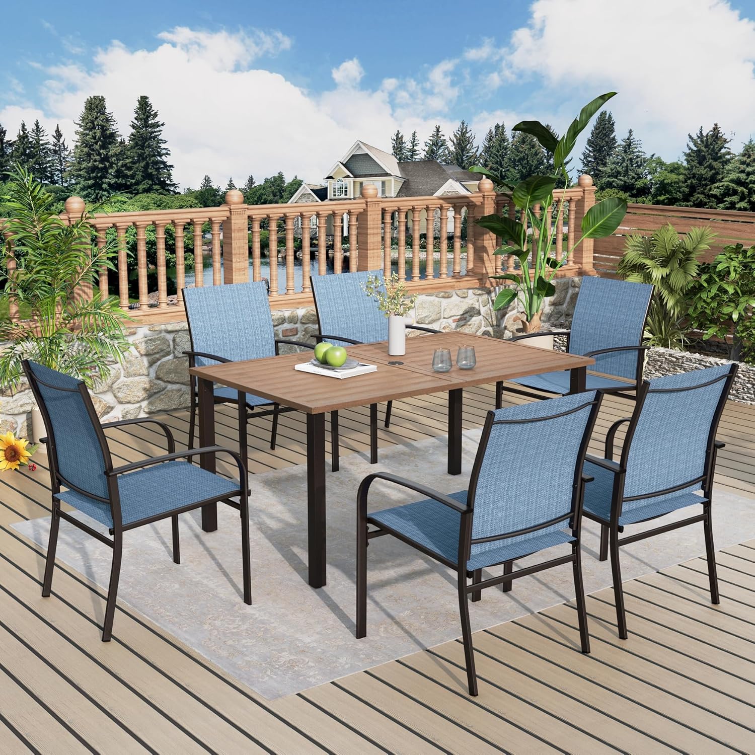 Amazon.com: MIXPATIO Patio Table and Chairs Set, Outdoor Dining Set for ...