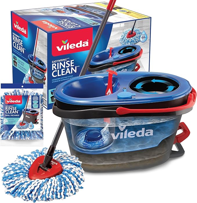 Vileda EasyWring RinseClean Spin Mop & Bucket System with 1 Extra ...