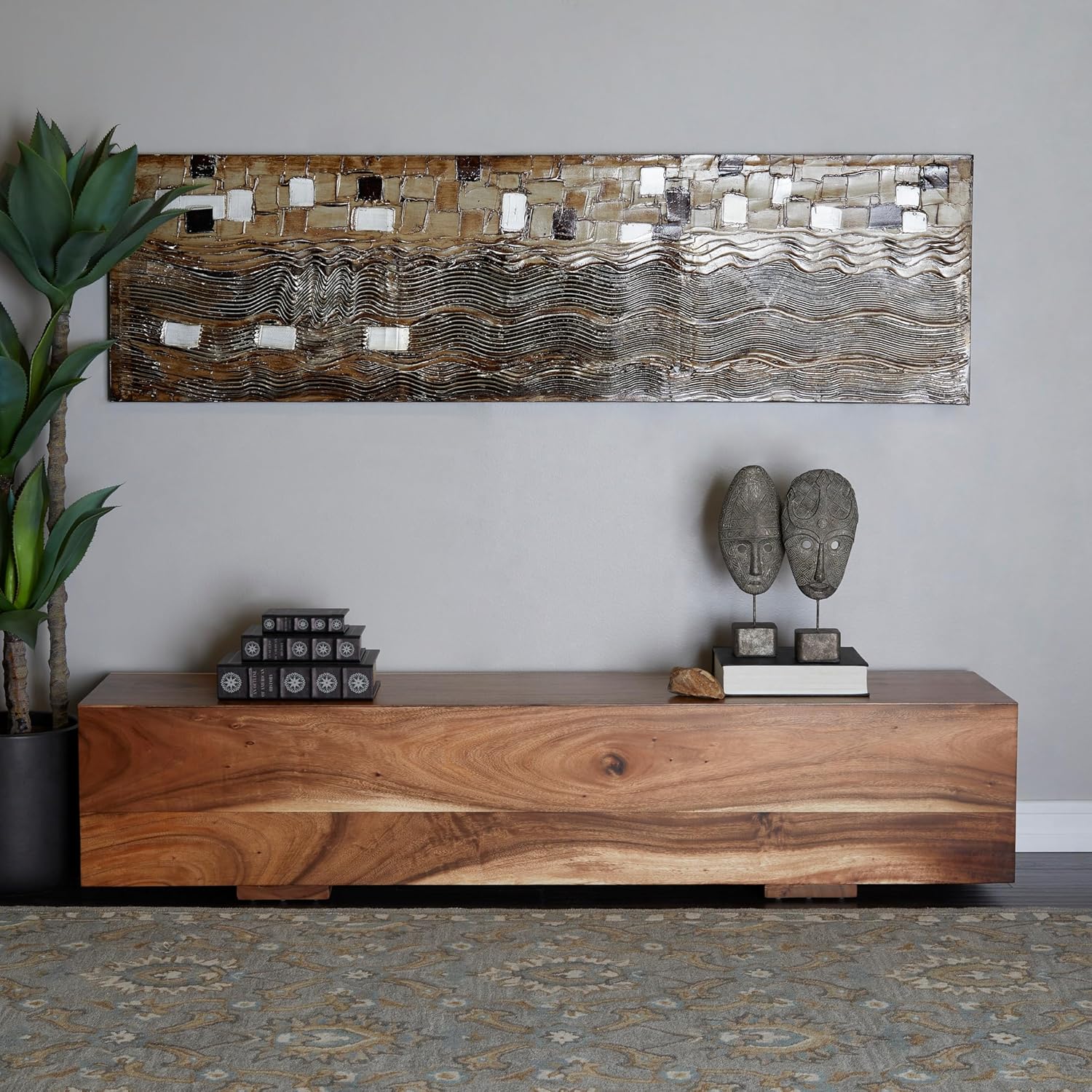 Amazon.com: Brown Wood Block Bench with Elevated Base : Home & Kitchen