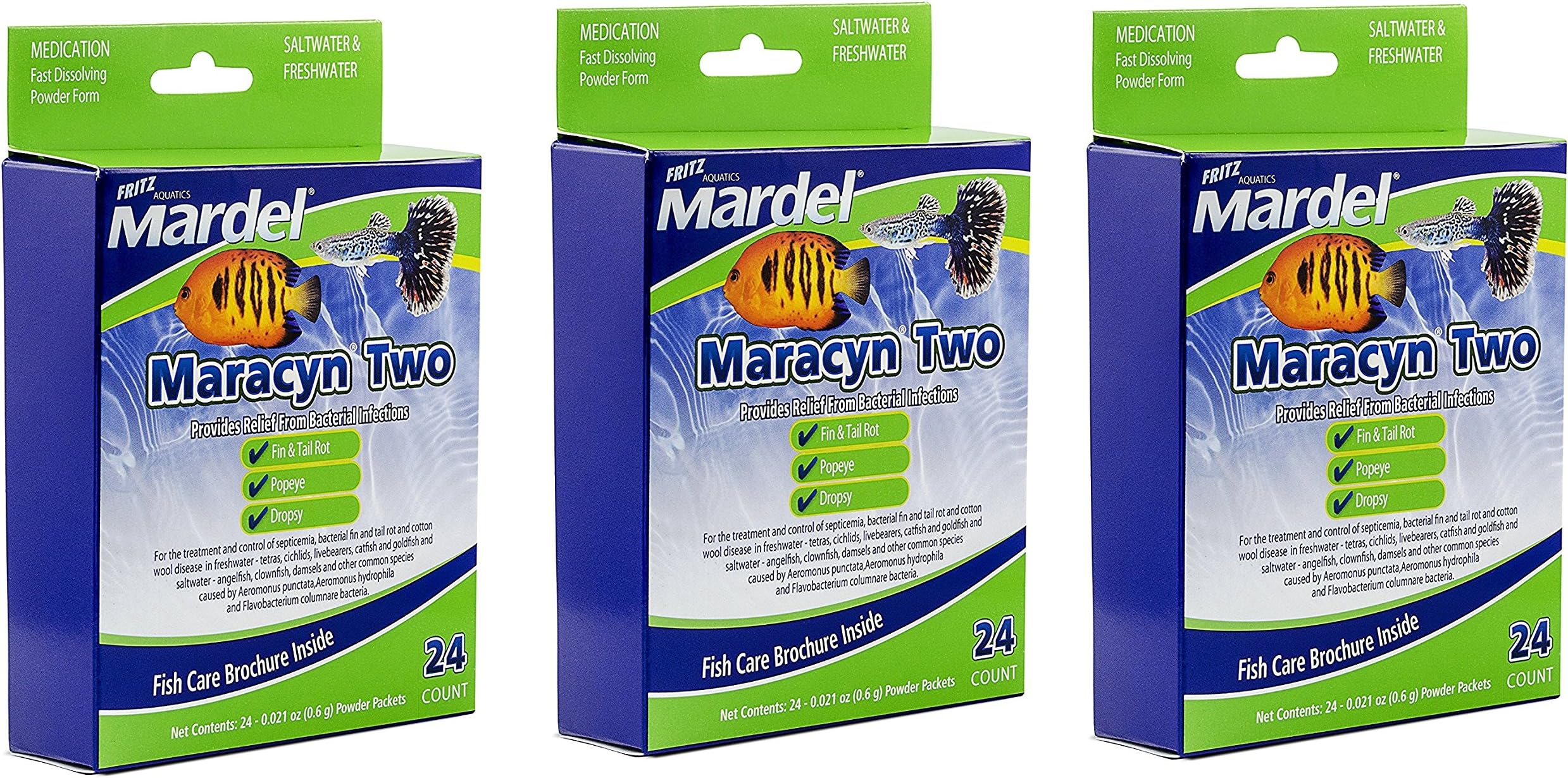 Fritz Aquatics 72 Count Mardel Maracyn 2 Treatment (3 Packages with 24 ...