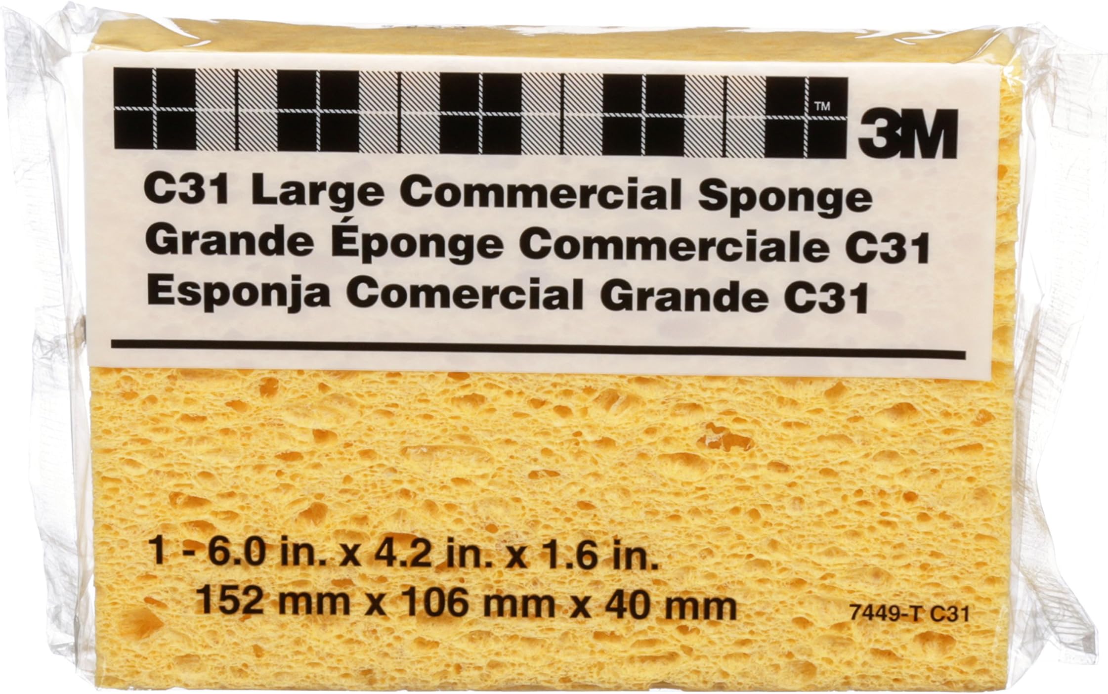 Amazon.com: 3M C31 6" x 4.25" x 1.6" Large Yellow Commercial Sponge ...