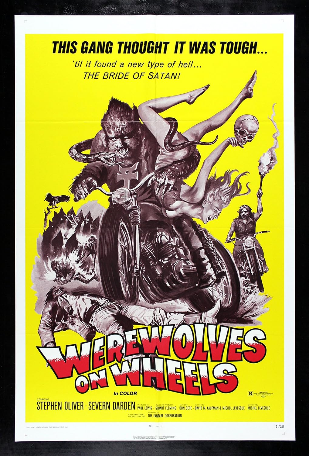 WEREWOLVES ON WHEELS CineMasterpieces 1971 BIKER MOTORCYCLE MOVIE ...
