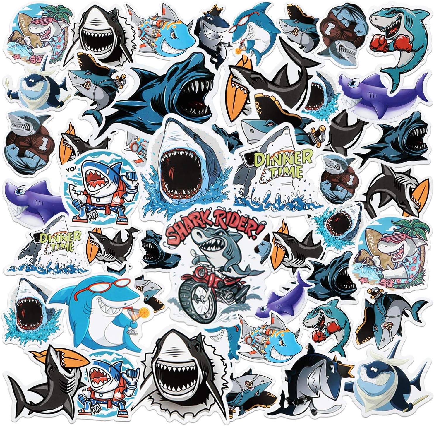 Amazon.com: Cute Shark Stickers for Kids Boys, Cool Ocean Shark ...