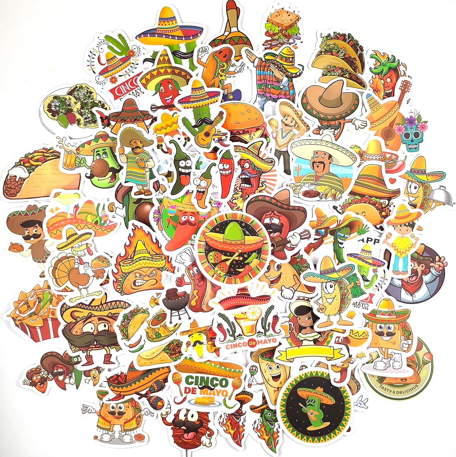 Amazon.com: Scrapbook Stickers(60pcs), No-Repeating Mexican Food ...