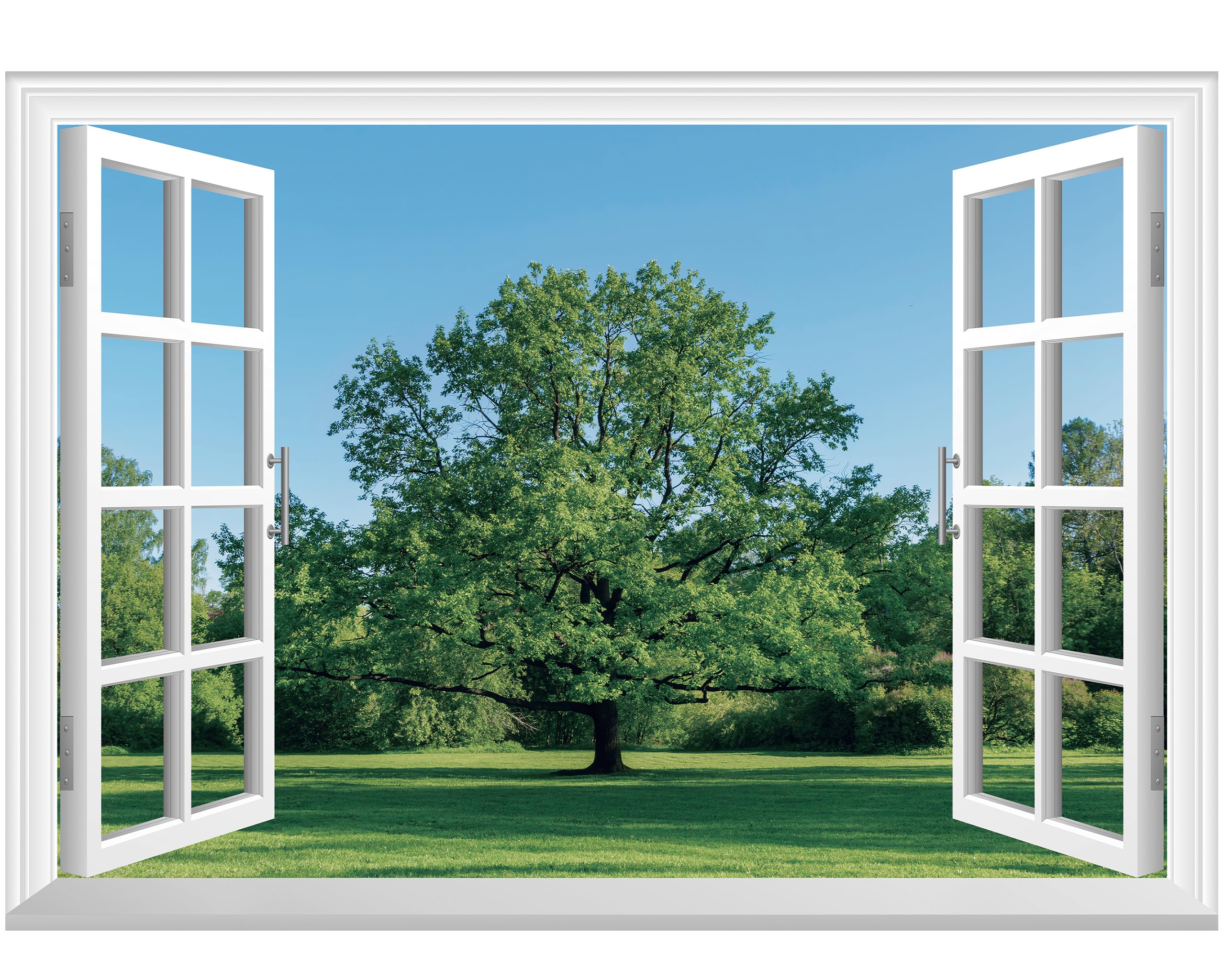 Amazon.com: FLFK Fake Window Wall Decal - Grass and Trees Faux Window ...