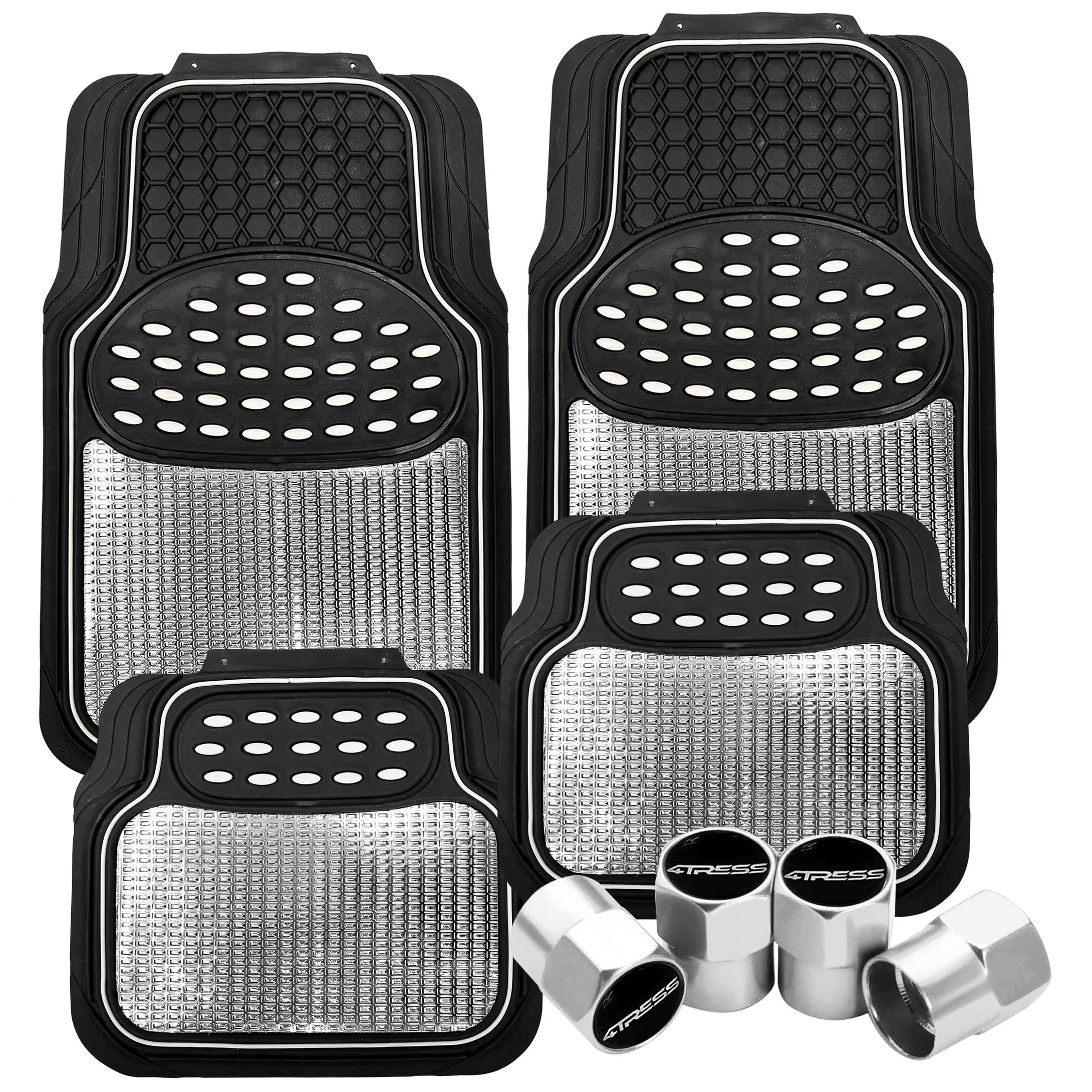 4Tress Revelation Car Floor Mat Set, Metallic Anti-Slip Universal Car ...