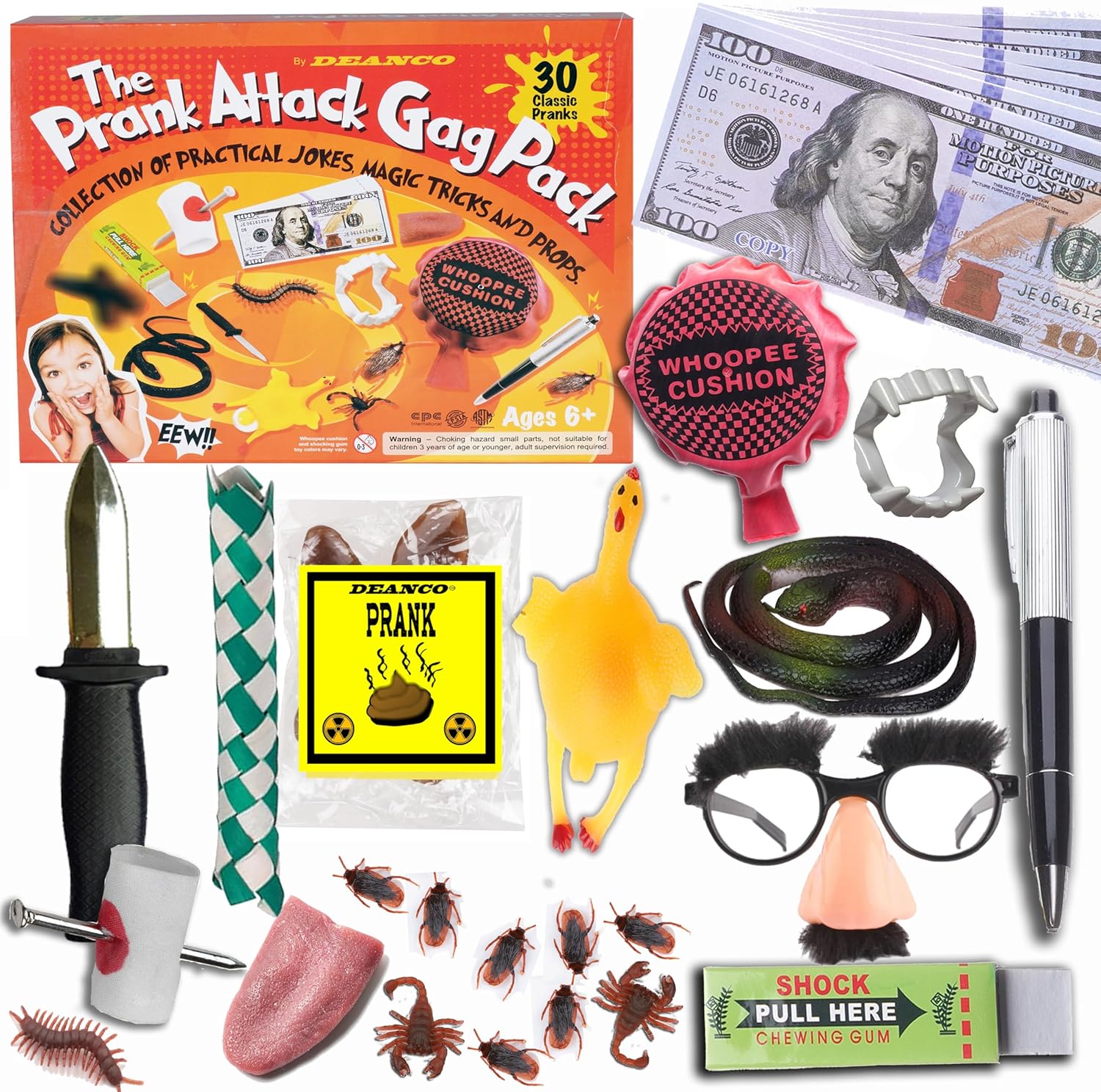 Buy DEANCO The Prank Attack Gag Pack Prank Kit, Box, Pack, Gift, Set ...
