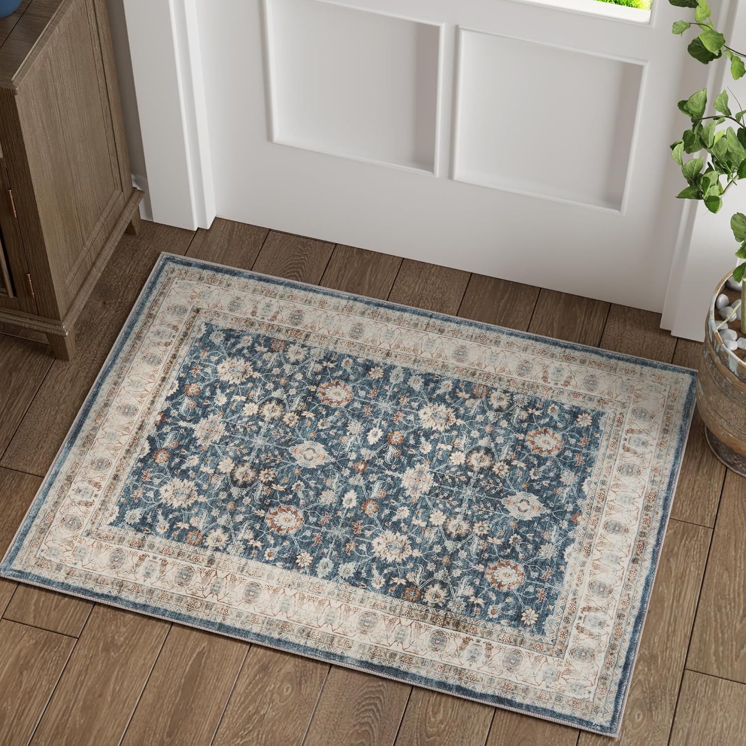 Amazon.com: jinchan Vintage Rug 2x3 Entryway Washable Floral Oriental ...