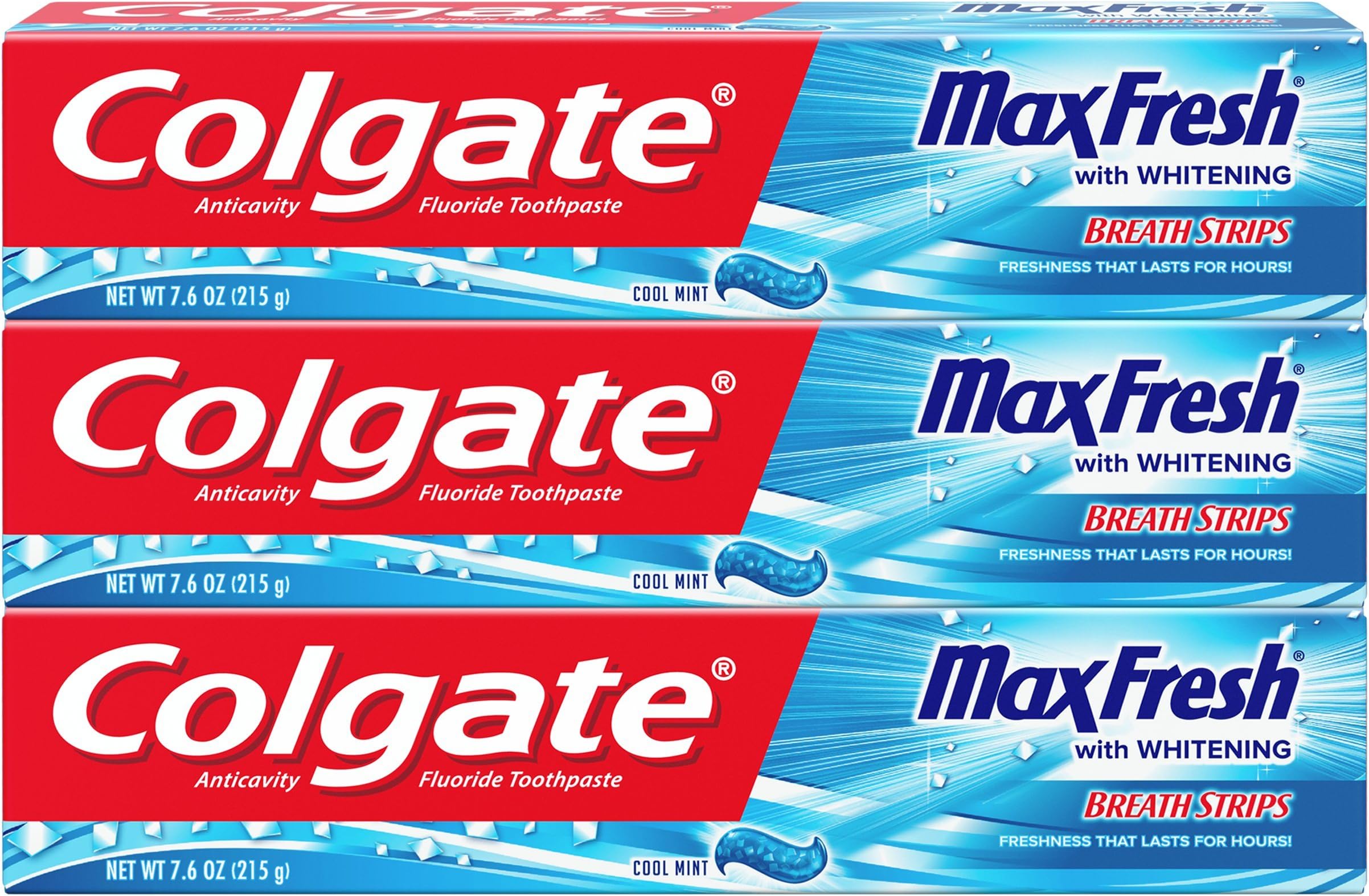 Amazon.com : Colgate Max Fresh Toothpaste with Mini Breath Strips, Cool ...