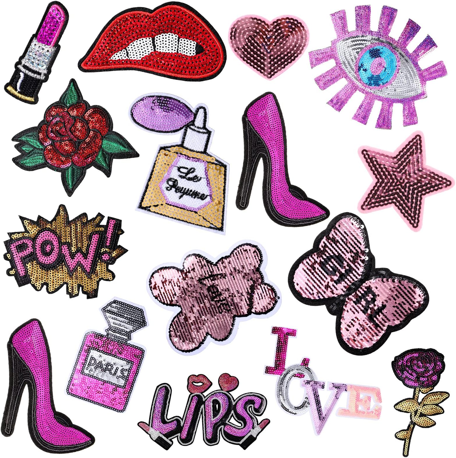 G-RUI Juego de 18 parches de flores bordados surtidos para ropa ...